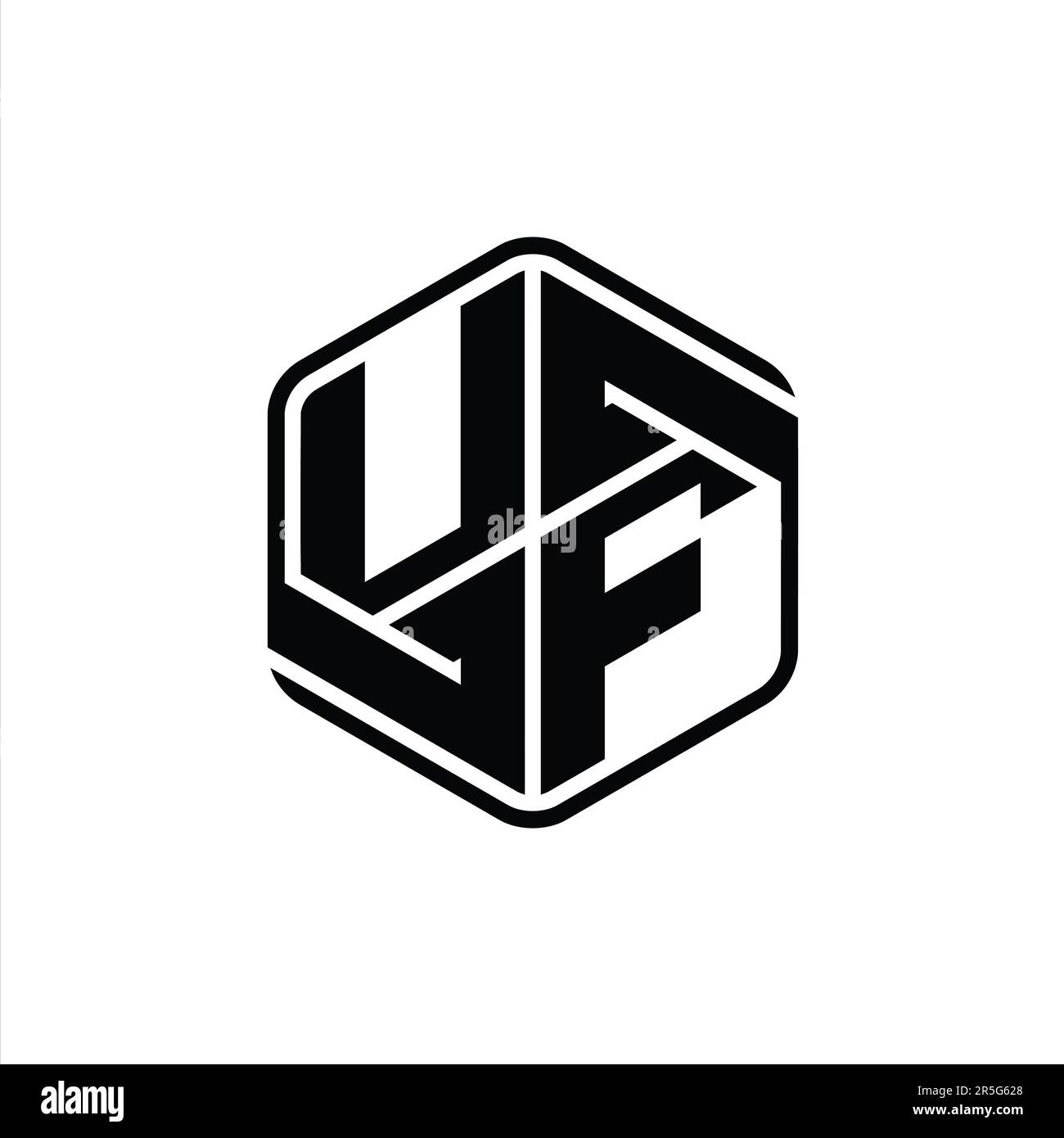 UF Letter Logo monogram hexagon shape with ornament abstract isolated ...