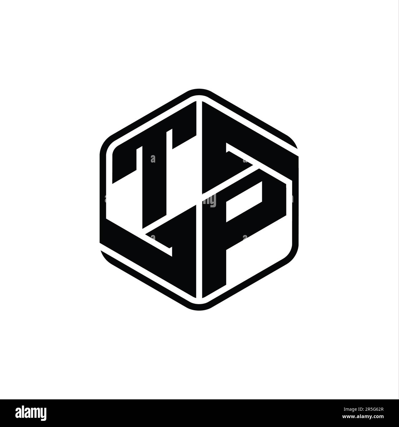TP Letter Logo monogram hexagon shape with ornament abstract isolated outline design template ...