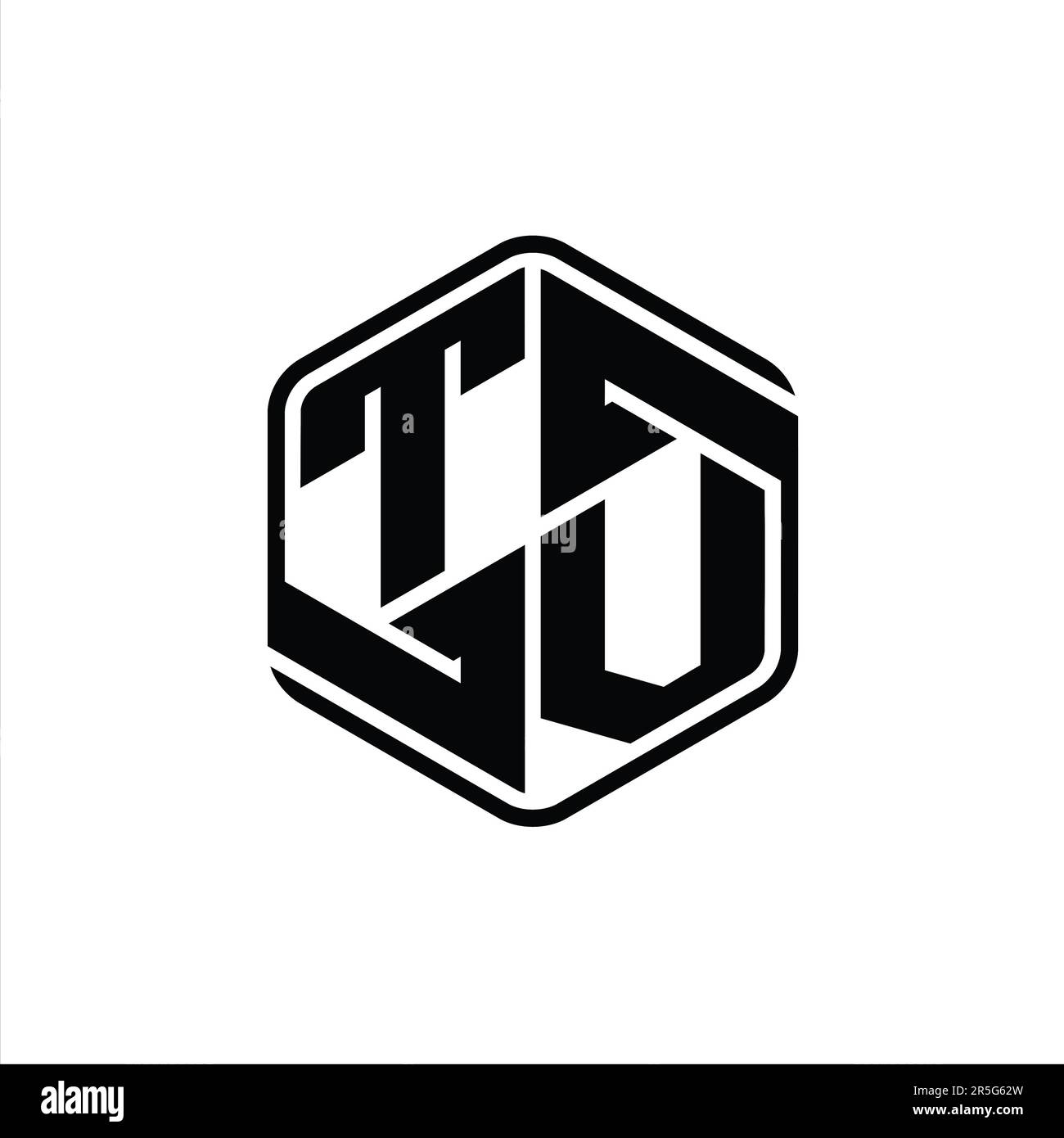 TV Letter Logo monogram hexagon shape with ornament abstract isolated ...