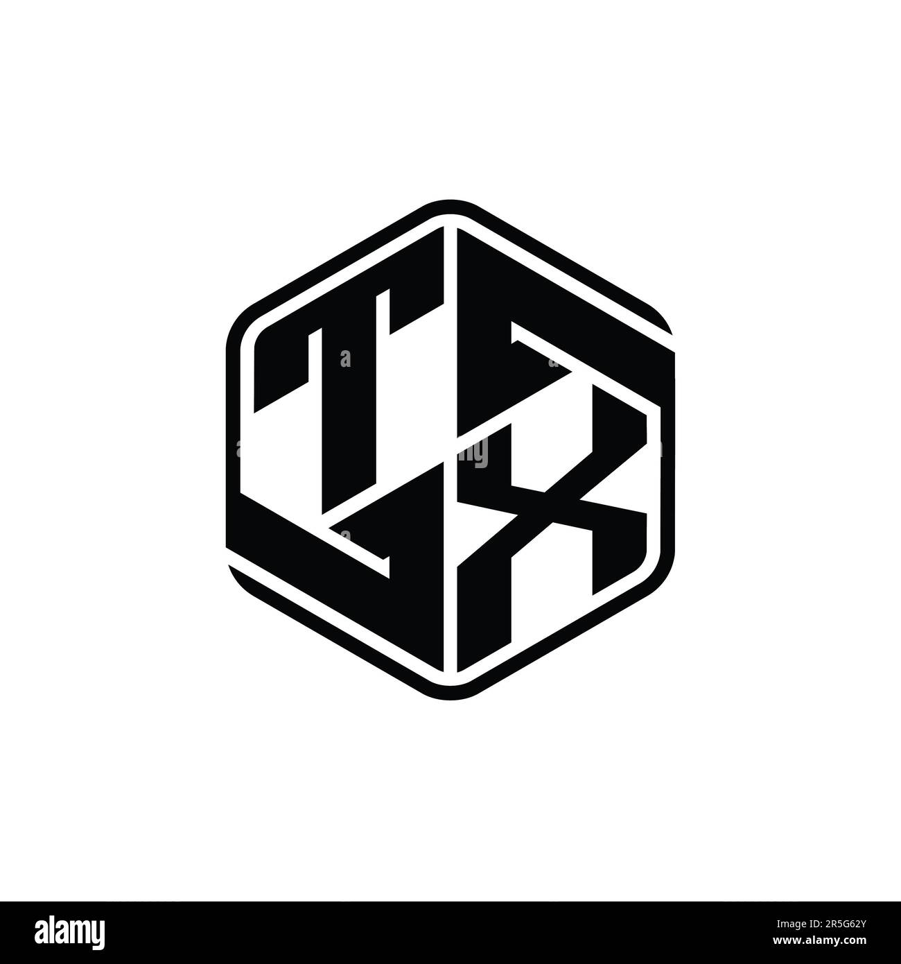 TX Letter Logo monogram hexagon shape with ornament abstract isolated ...