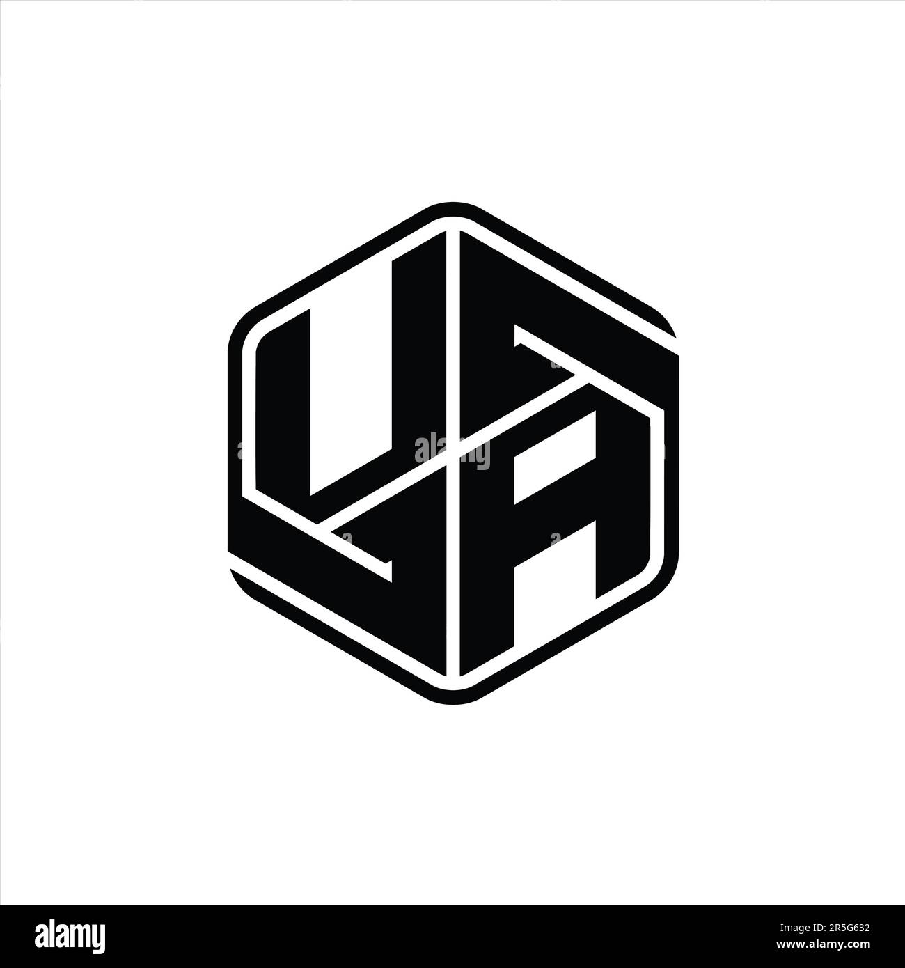 UA Letter Logo monogram hexagon shape with ornament abstract isolated ...