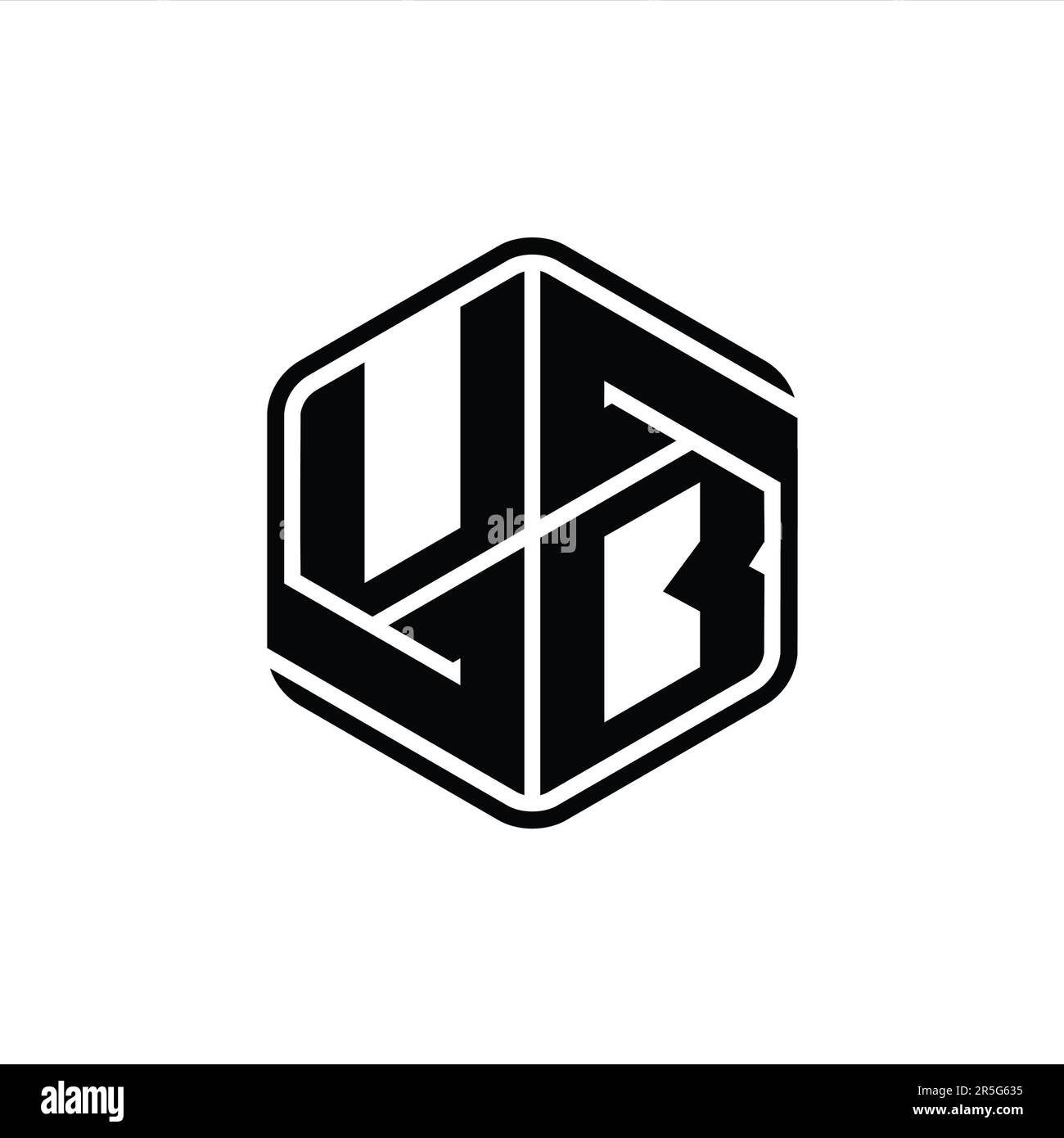 UB Letter Logo monogram hexagon shape with ornament abstract isolated ...