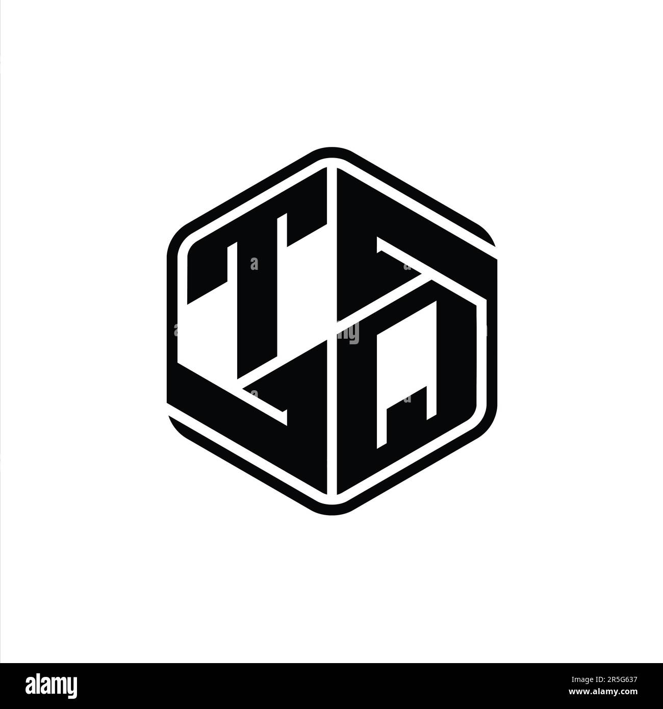 TQ Letter Logo monogram hexagon shape with ornament abstract isolated outline design template ...