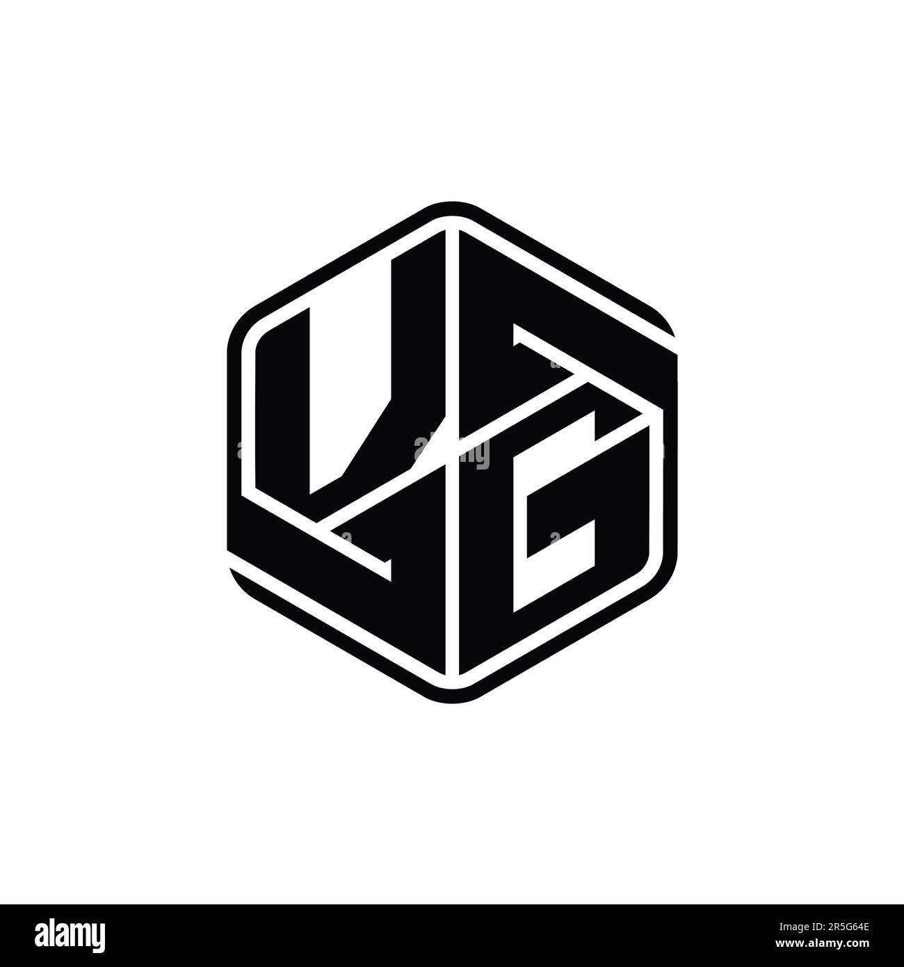 VG Letter Logo monogram hexagon shape with ornament abstract isolated ...