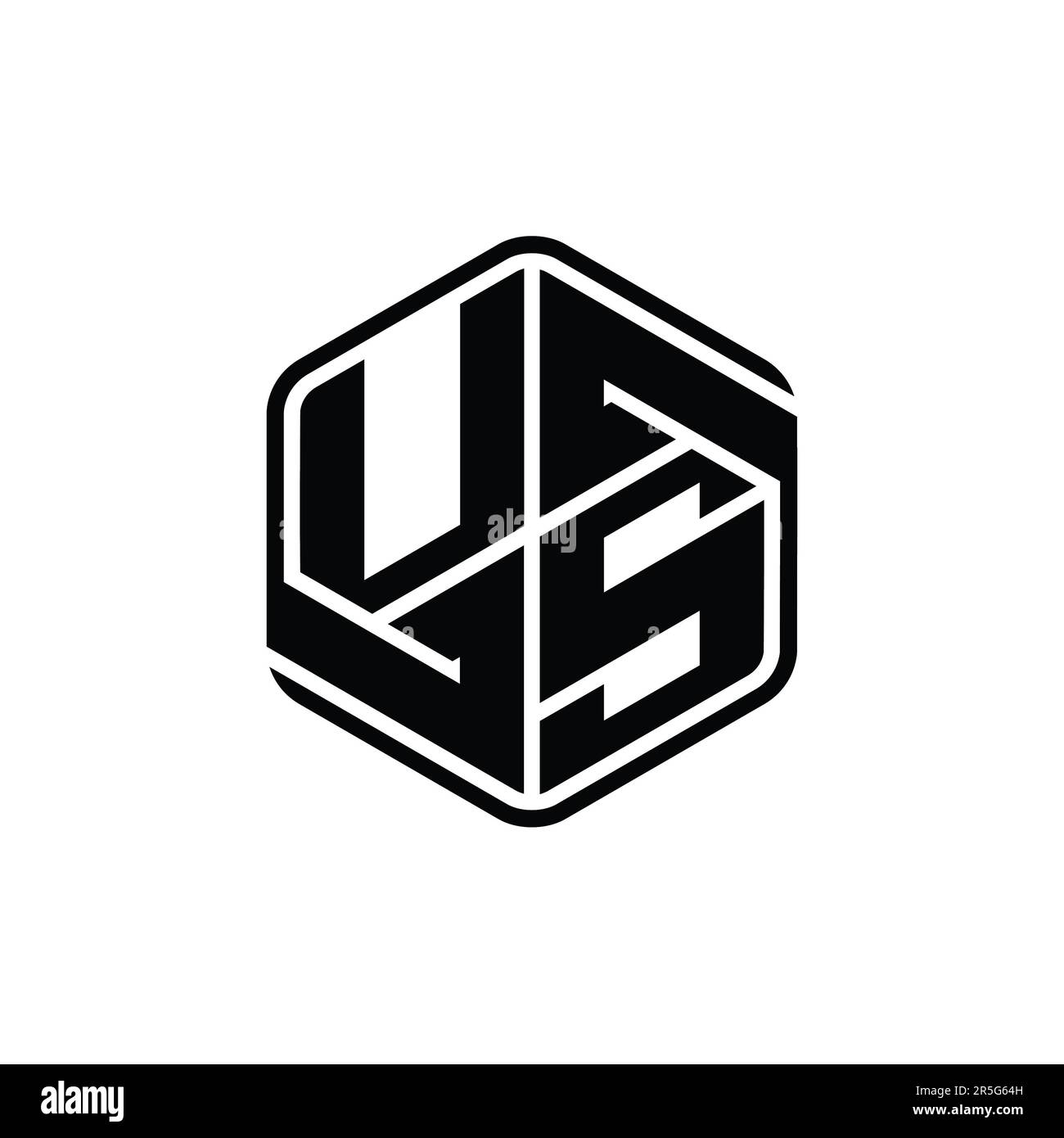 US Letter Logo monogram hexagon shape with ornament abstract isolated ...