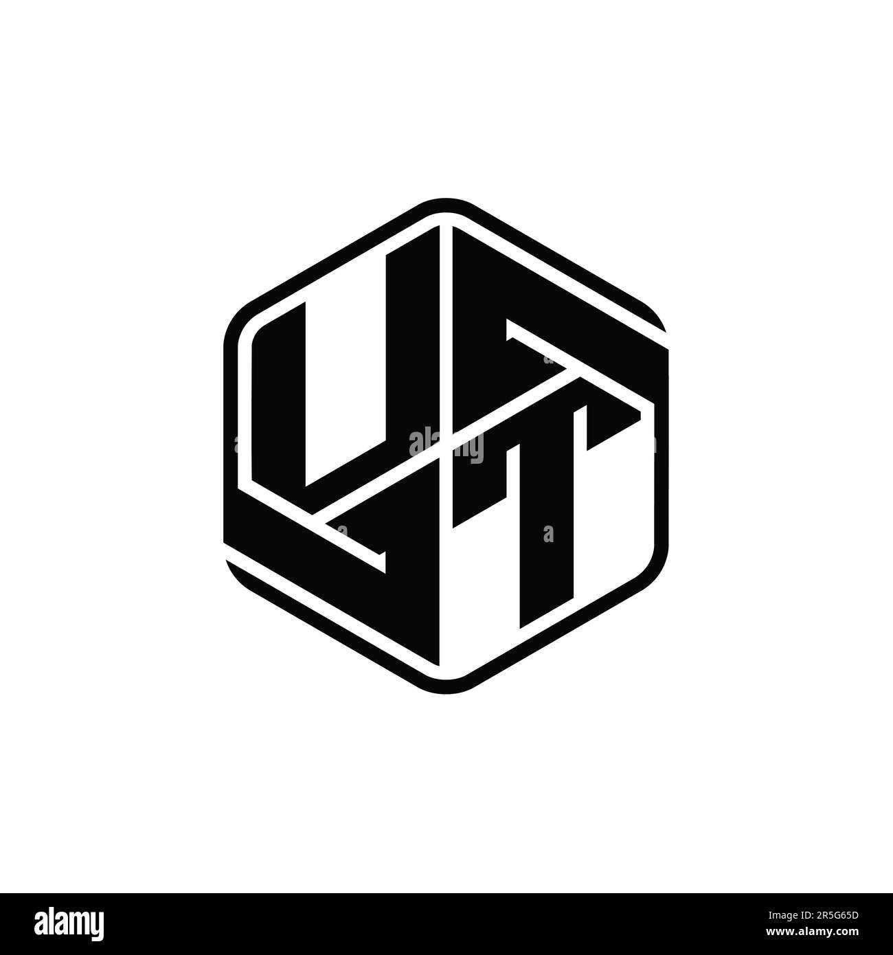 UT Letter Logo monogram hexagon shape with ornament abstract isolated ...
