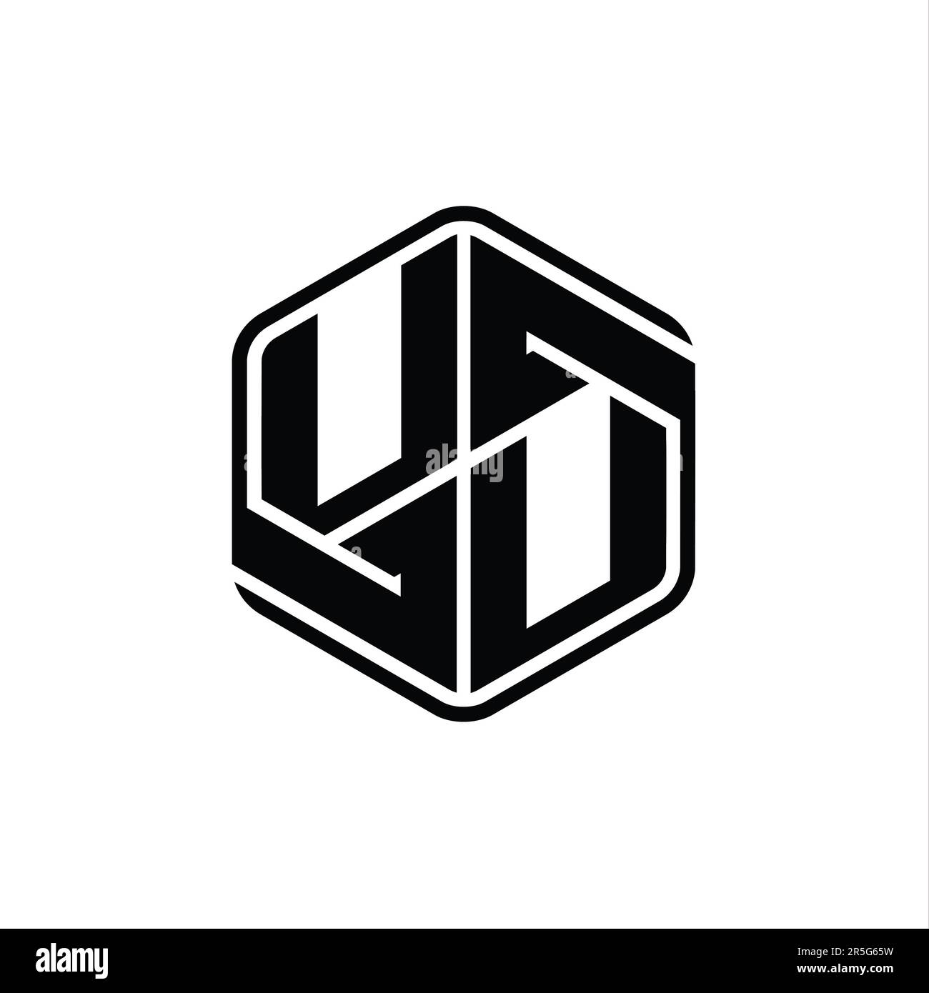 UU Letter Logo monogram hexagon shape with ornament abstract isolated outline design template ...