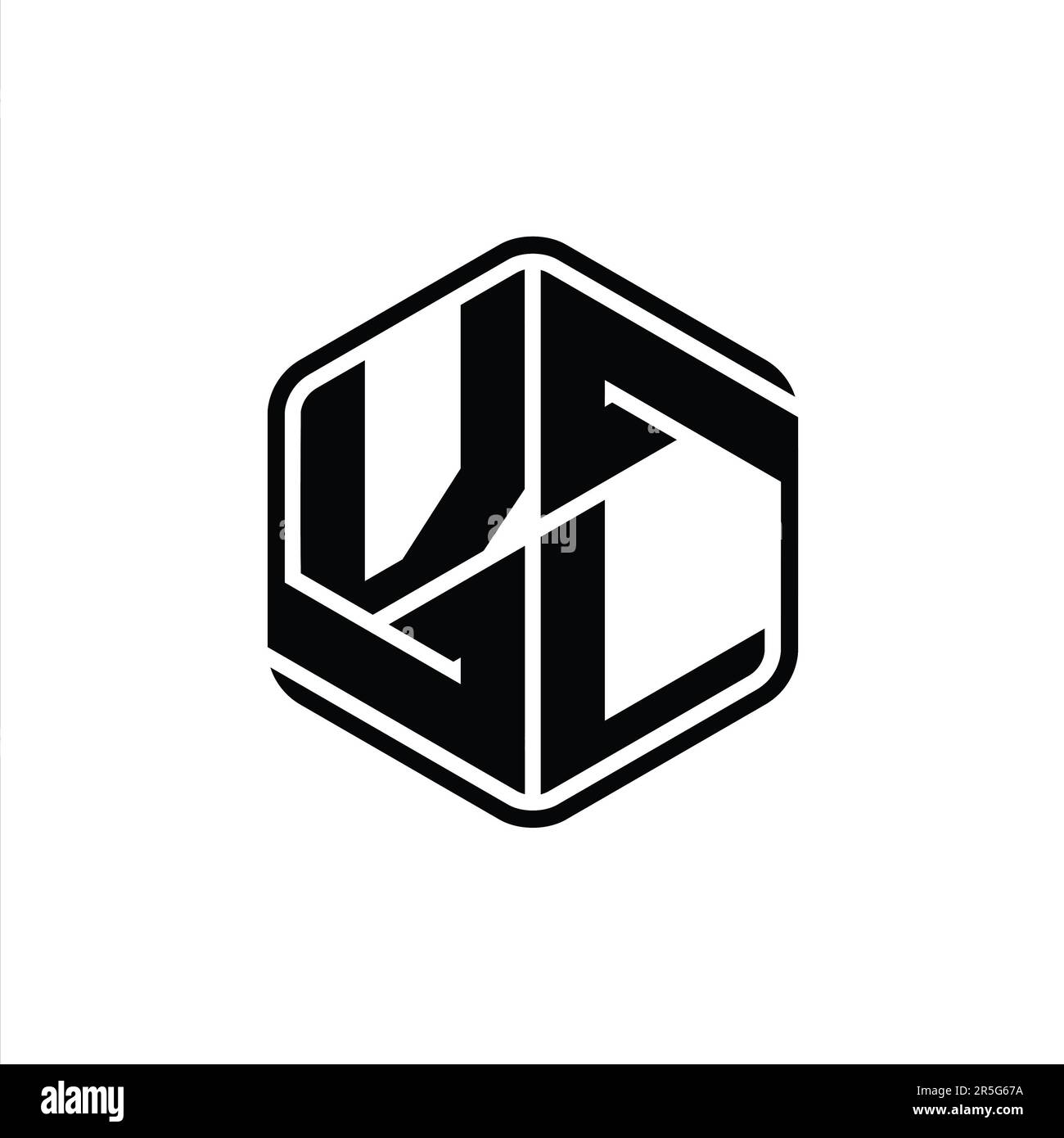 VL Letter Logo monogram hexagon shape with ornament abstract isolated outline design template ...