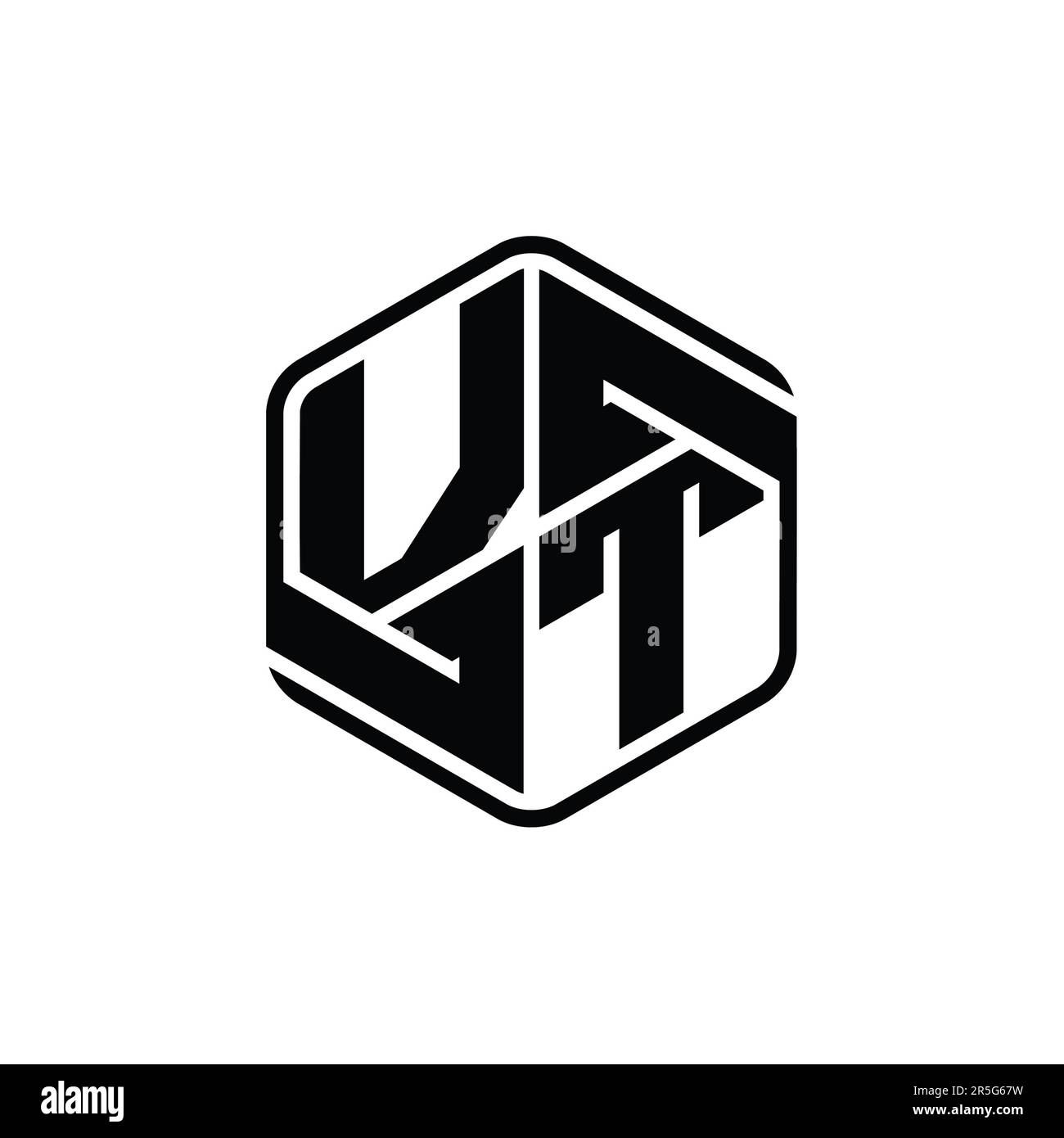 VT Letter Logo monogram hexagon shape with ornament abstract isolated ...