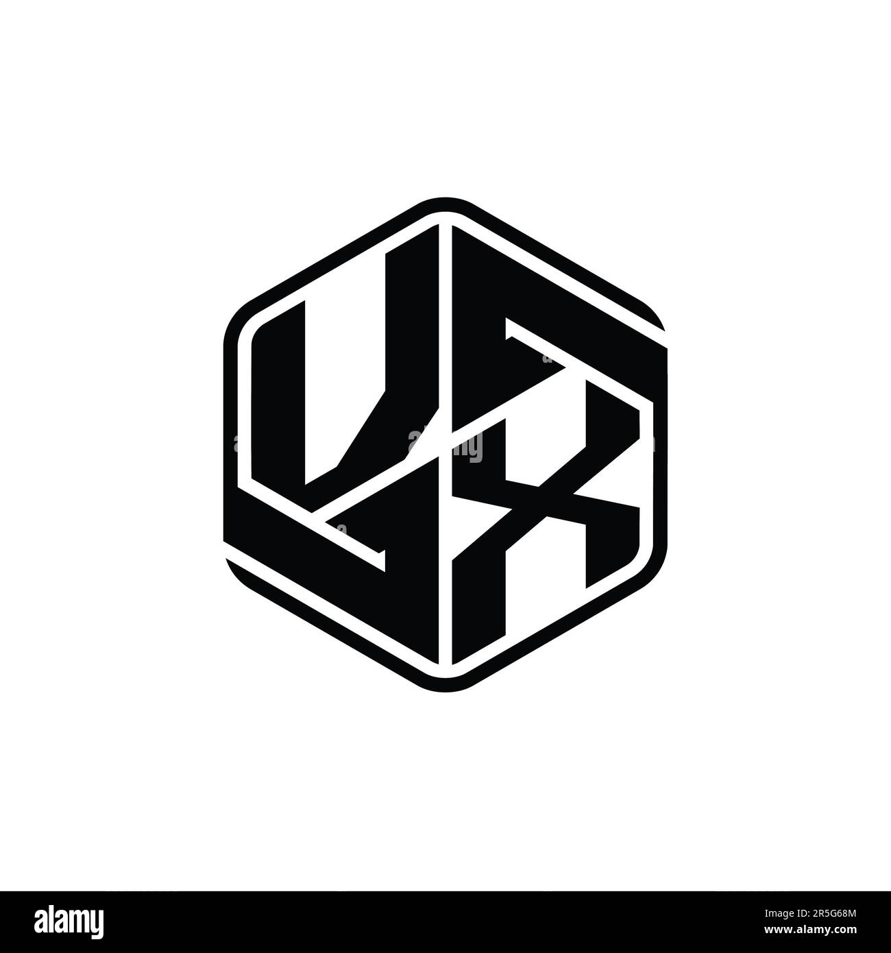 VX Letter Logo monogram hexagon shape with ornament abstract isolated outline design template ...