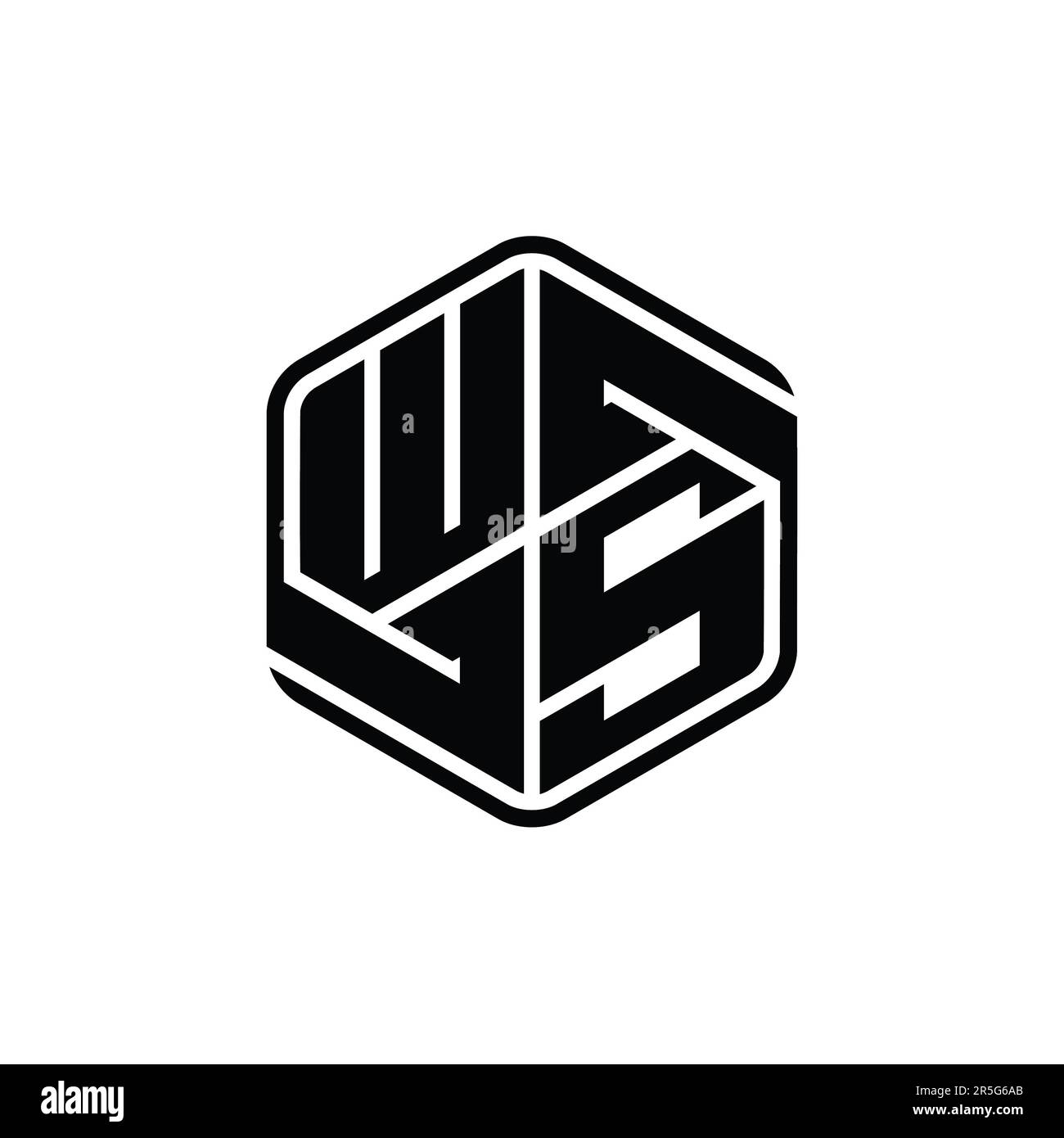 WS Letter Logo monogram hexagon shape with ornament abstract isolated ...