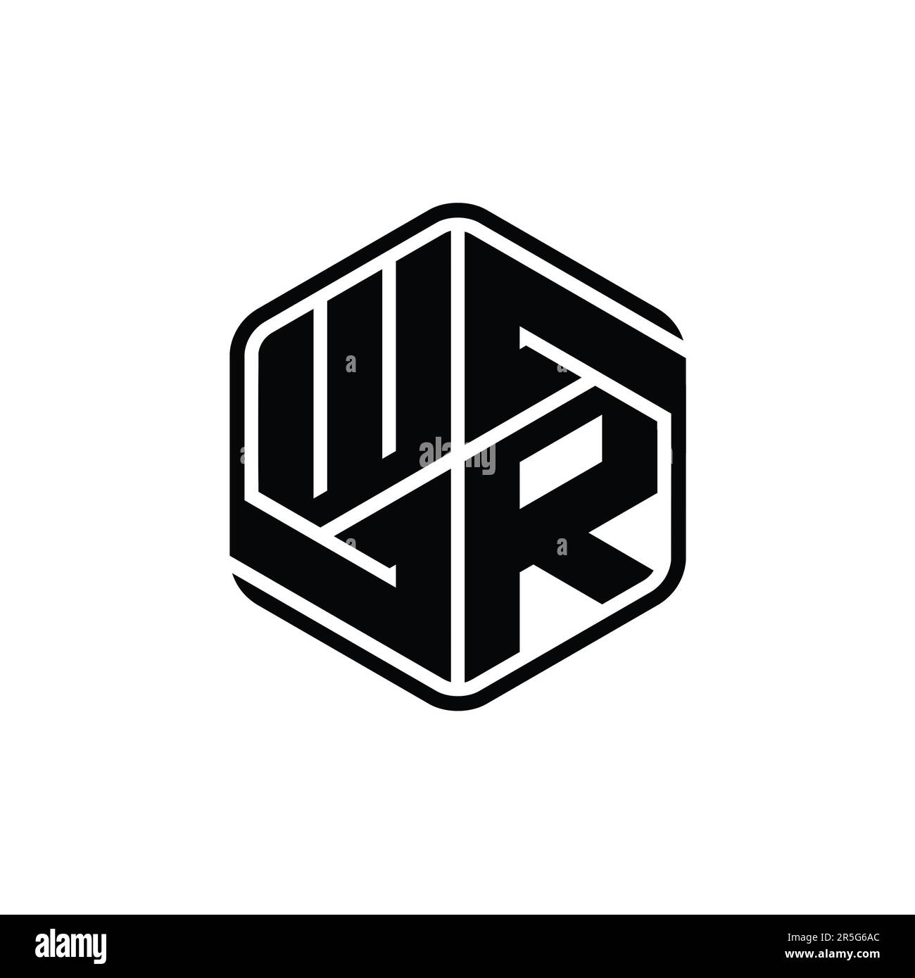 WR Letter Logo monogram hexagon shape with ornament abstract isolated ...
