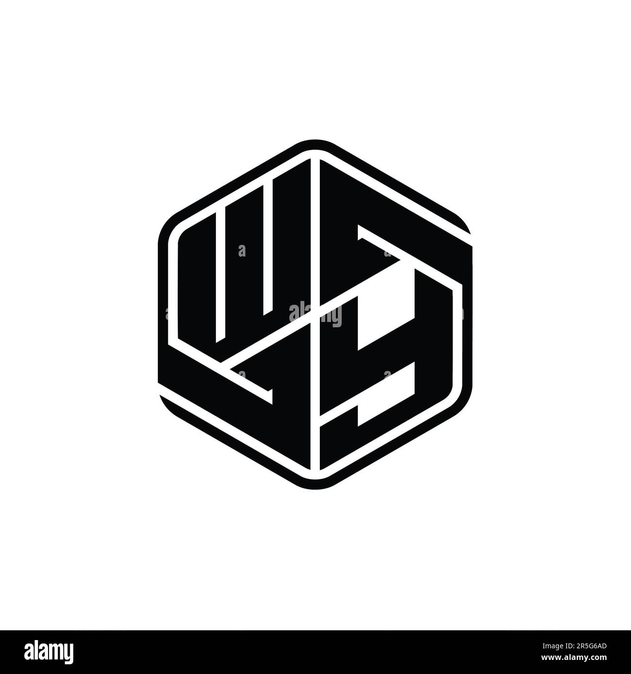 WY Letter Logo monogram hexagon shape with ornament abstract isolated outline design template ...
