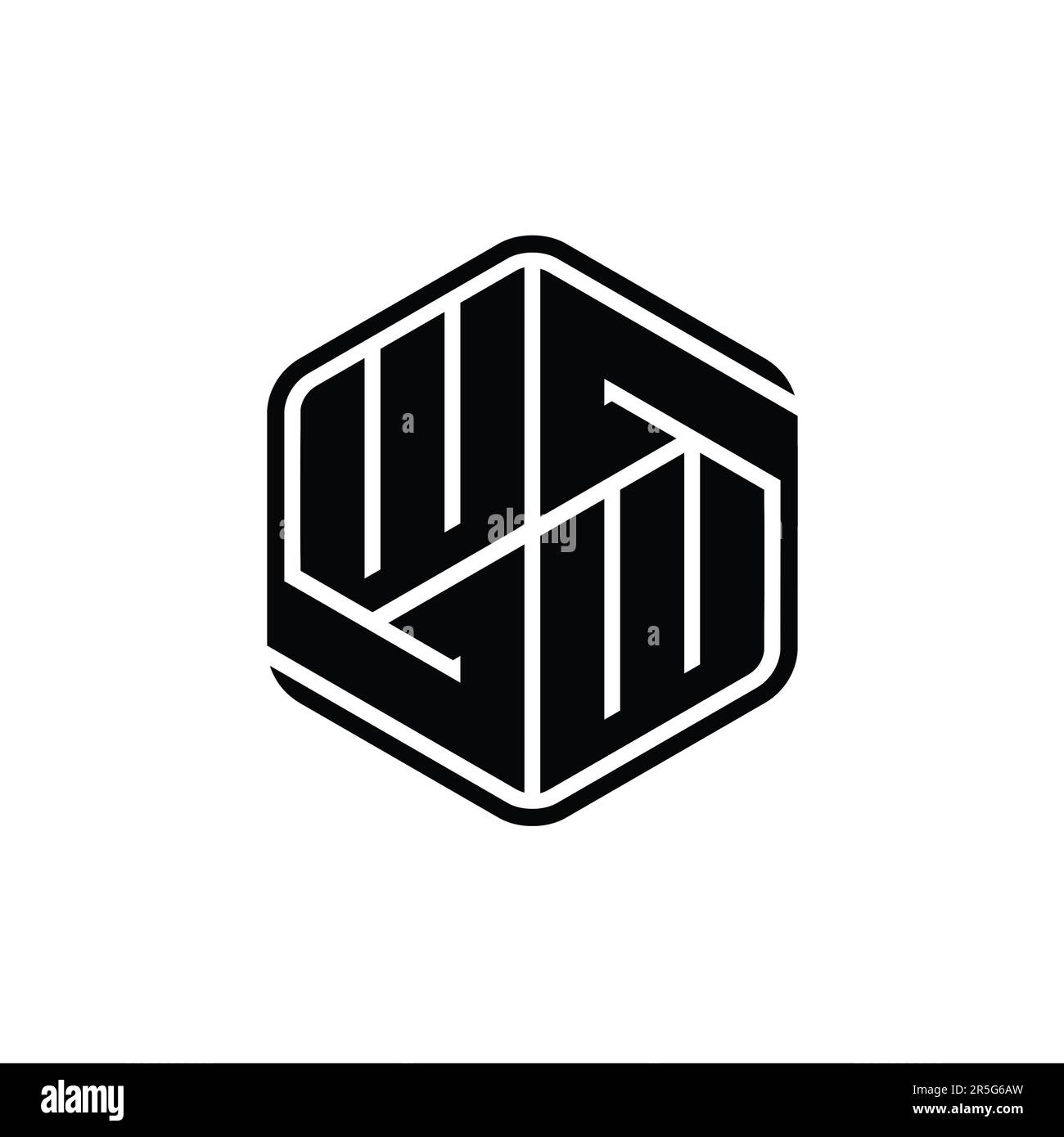 WW Letter Logo monogram hexagon shape with ornament abstract isolated outline design template ...