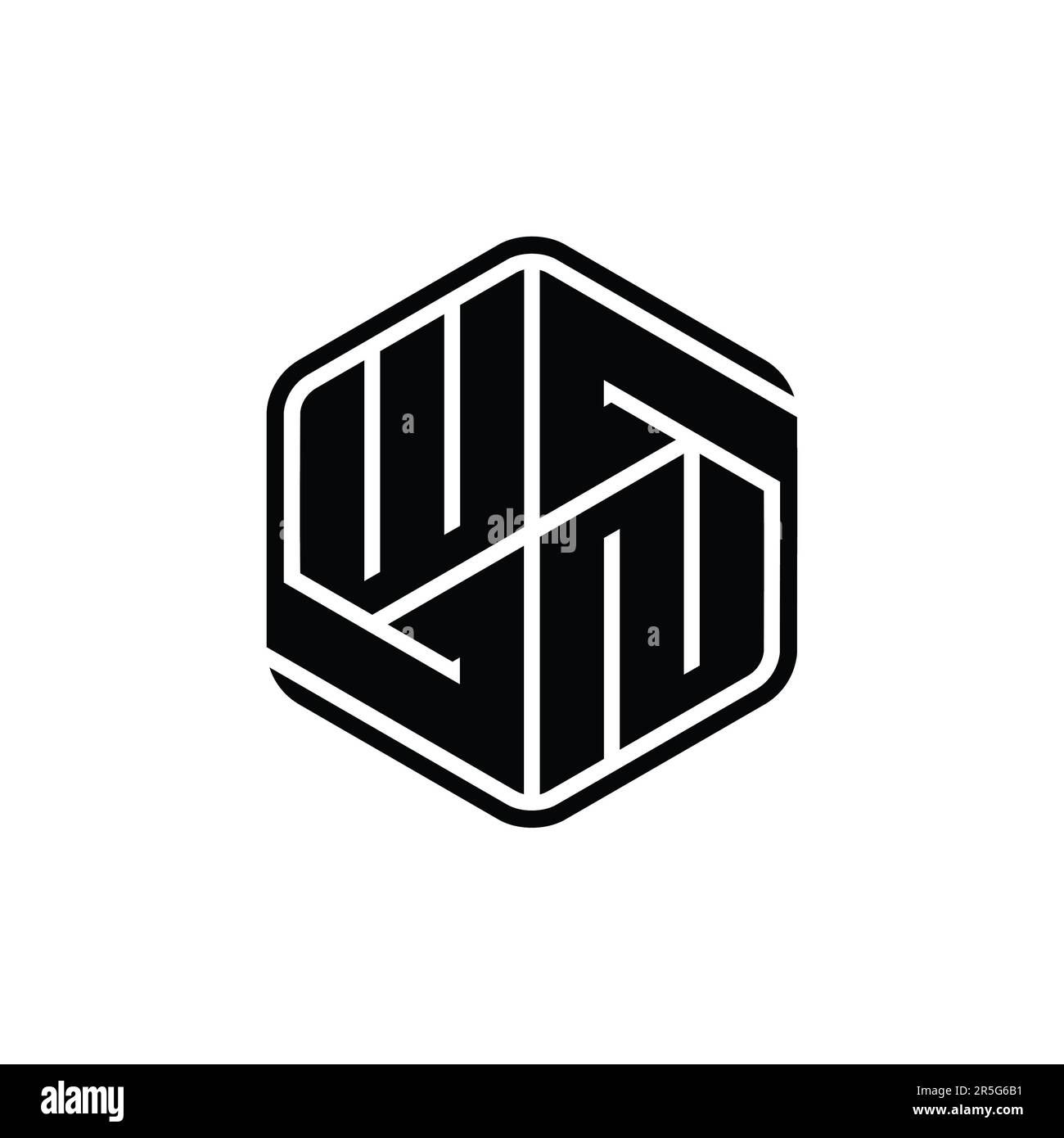 WN Letter Logo monogram hexagon shape with ornament abstract isolated outline design template ...