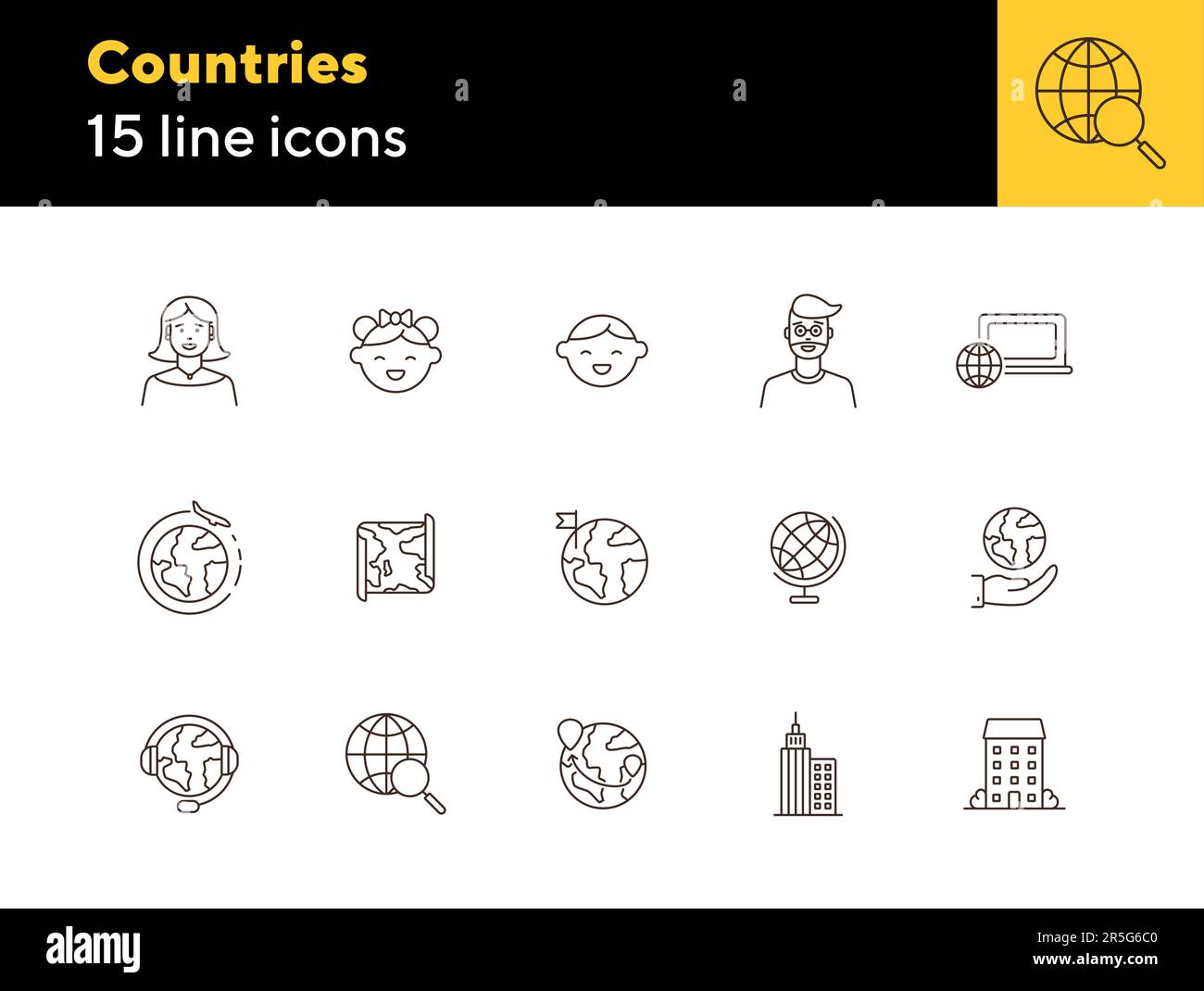 Countries line icon set Stock Vector Image & Art - Alamy