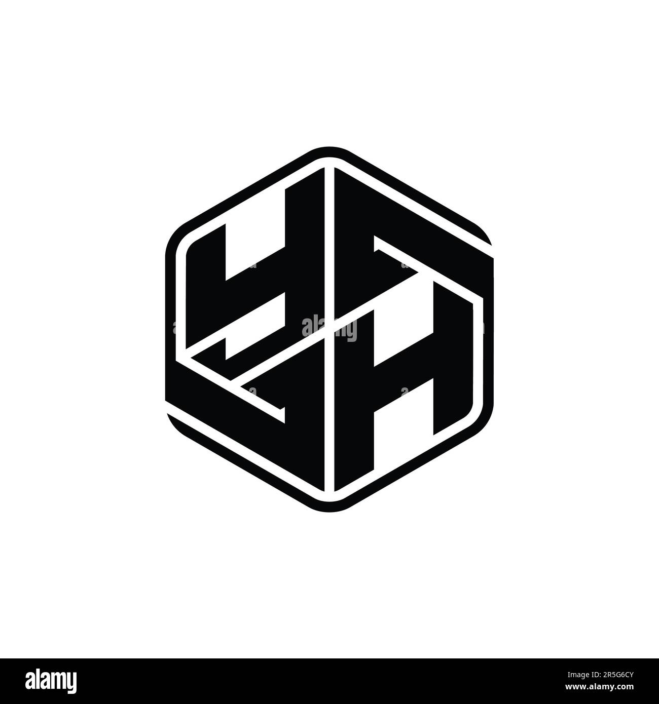 YH Letter Logo monogram hexagon shape with ornament abstract isolated outline design template ...