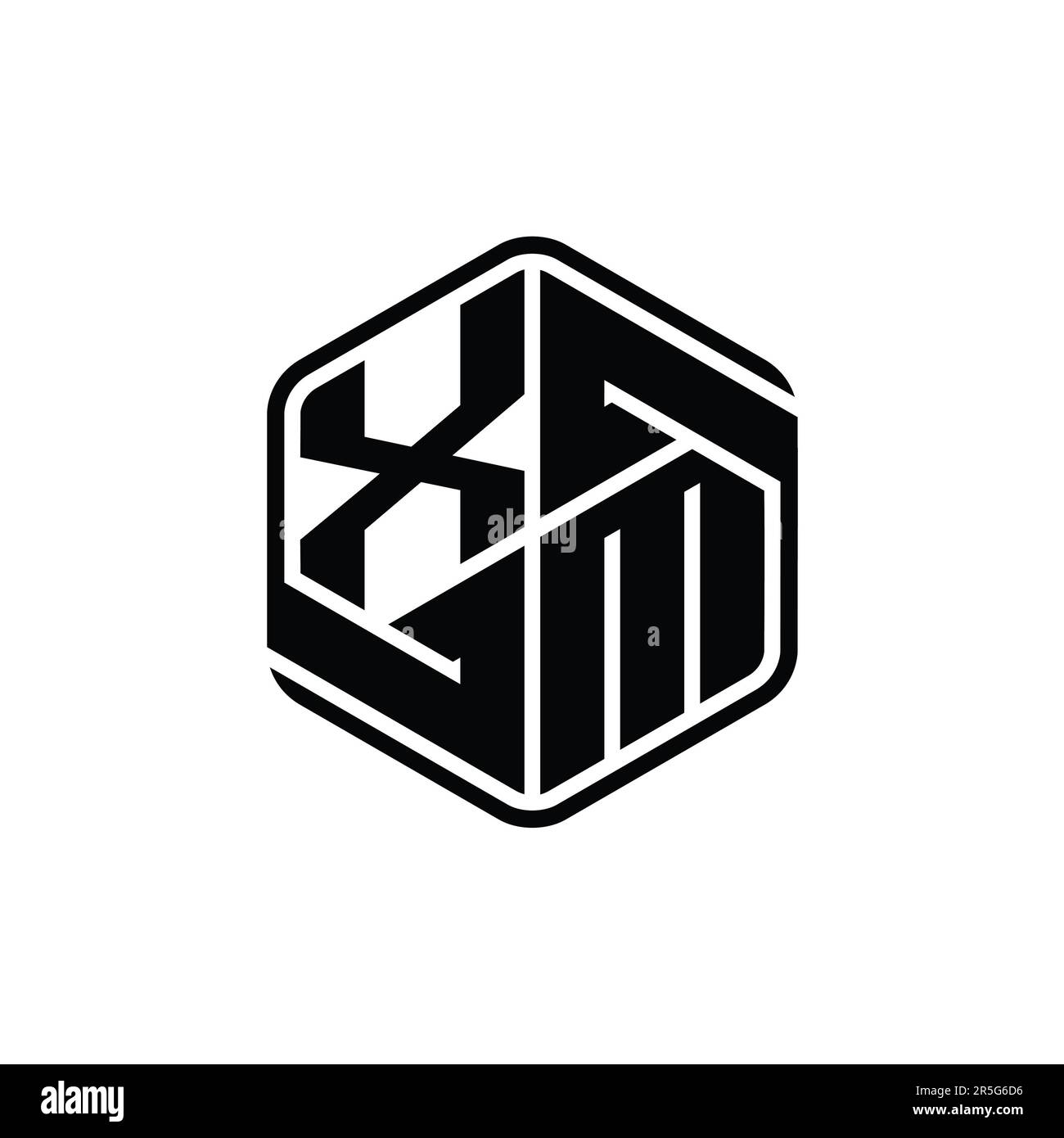 XM Letter Logo monogram hexagon shape with ornament abstract isolated ...