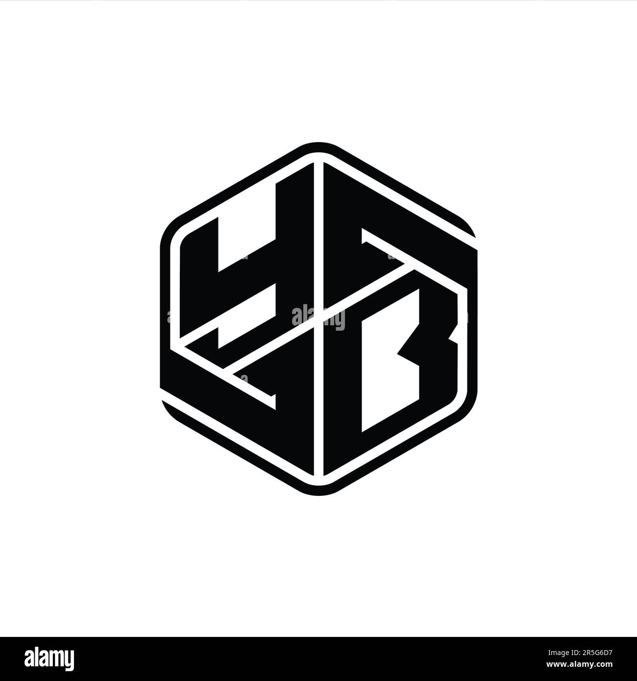 YB Letter Logo monogram hexagon shape with ornament abstract isolated ...