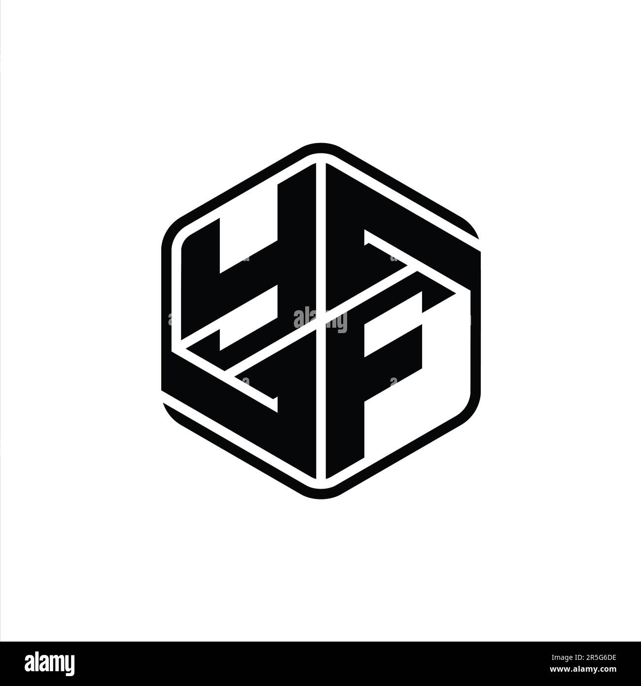 YF Letter Logo monogram hexagon shape with ornament abstract isolated outline design template ...
