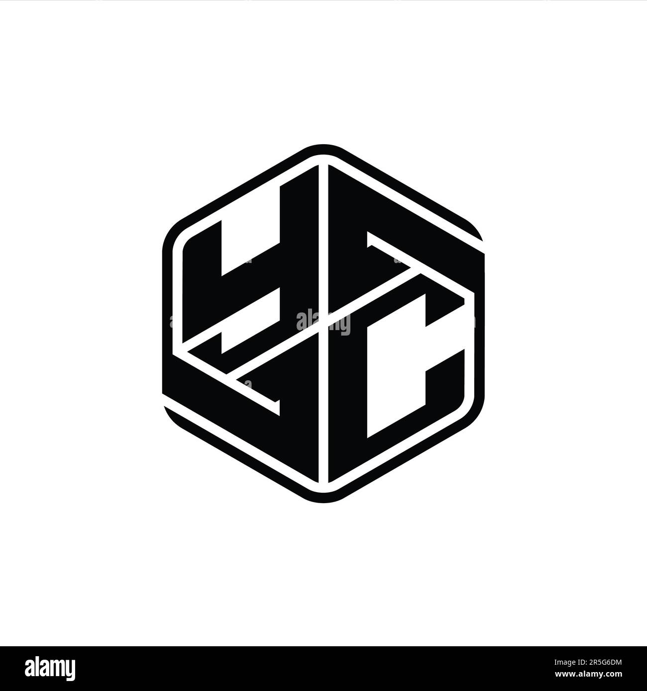 YC Letter Logo monogram hexagon shape with ornament abstract isolated ...