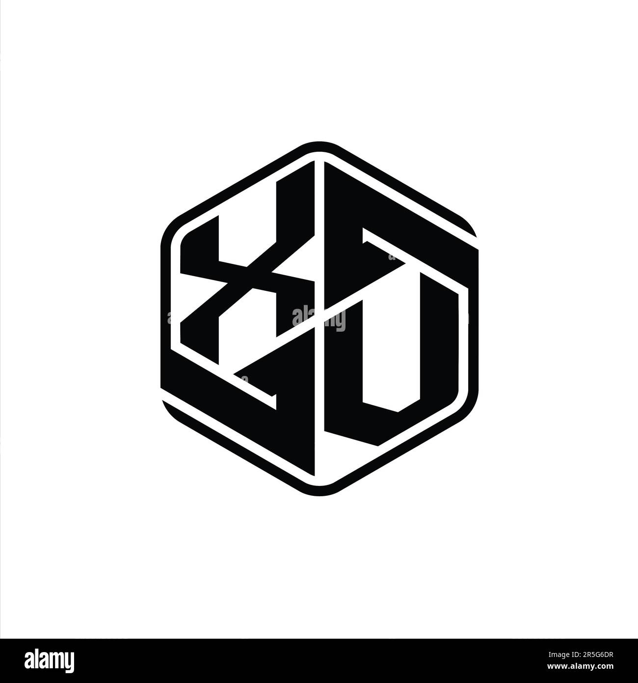 XV Letter Logo monogram hexagon shape with ornament abstract isolated outline design template ...