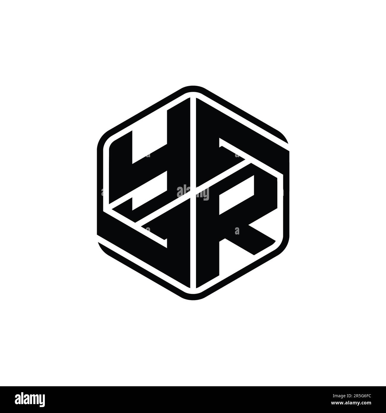 YR Letter Logo monogram hexagon shape with ornament abstract isolated ...