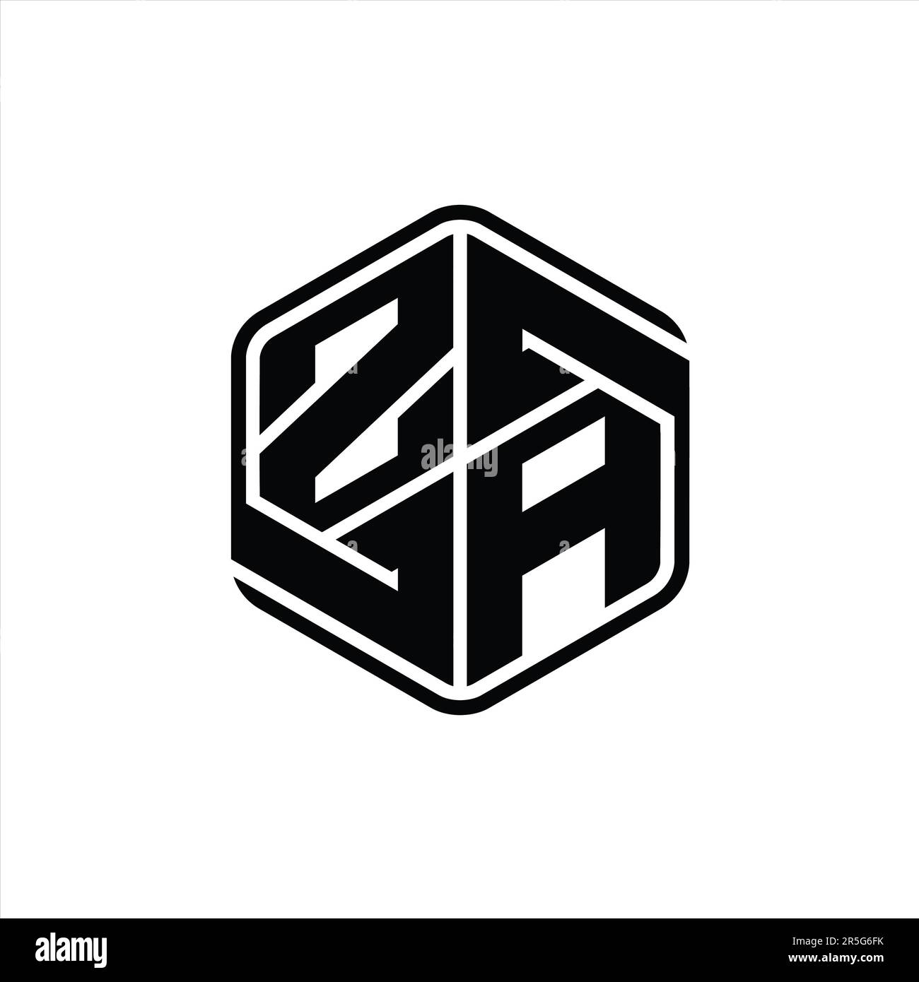 ZA Letter Logo monogram hexagon shape with ornament abstract isolated ...