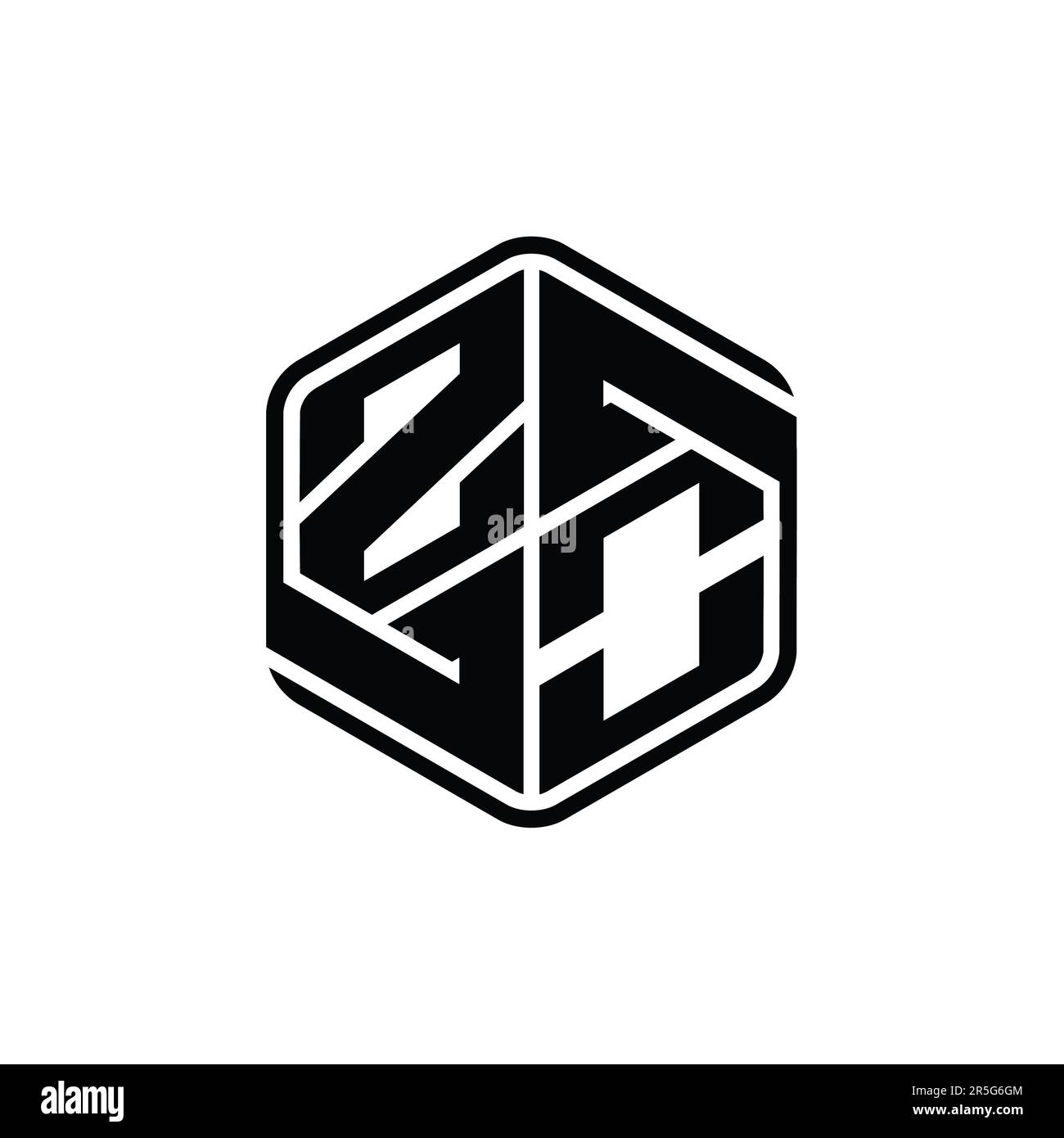 ZO Letter Logo monogram hexagon shape with ornament abstract isolated outline design template ...