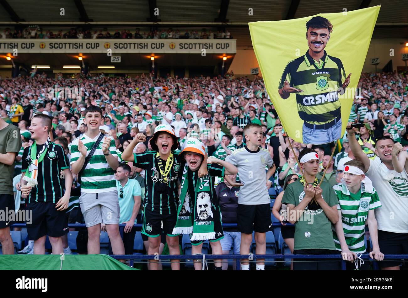 Celtic fans celebrate in the stands during the Scottish Cup final at ...