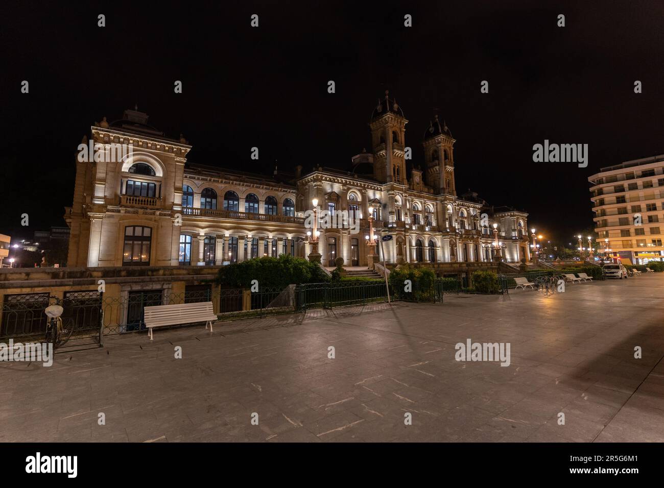 San Sebastian, Spain - April 17, 2022: Nightscape of City Hall ...