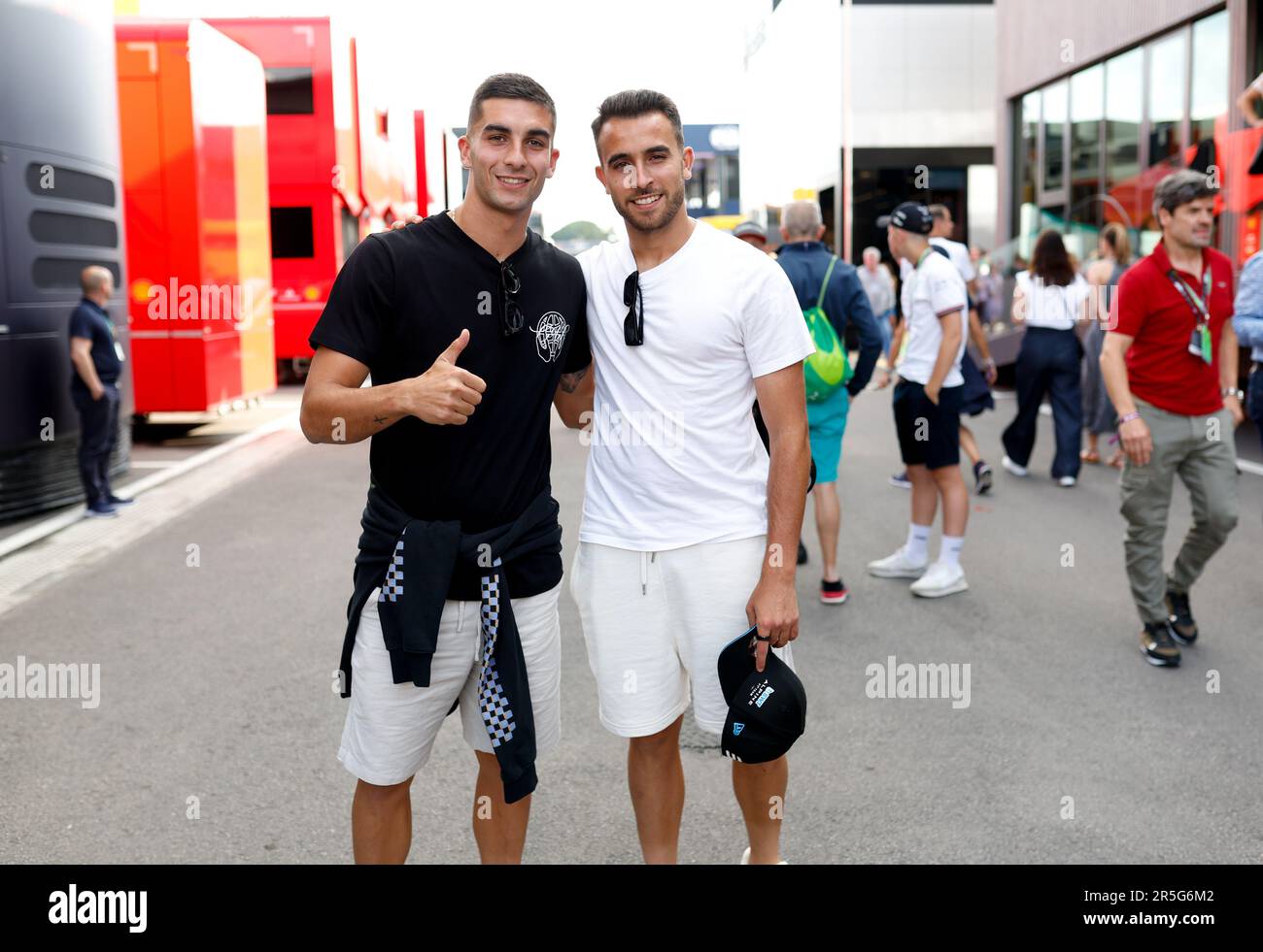 Ferran Torres and Eric Garcia FC Barcelona players during the Formula 1 ...