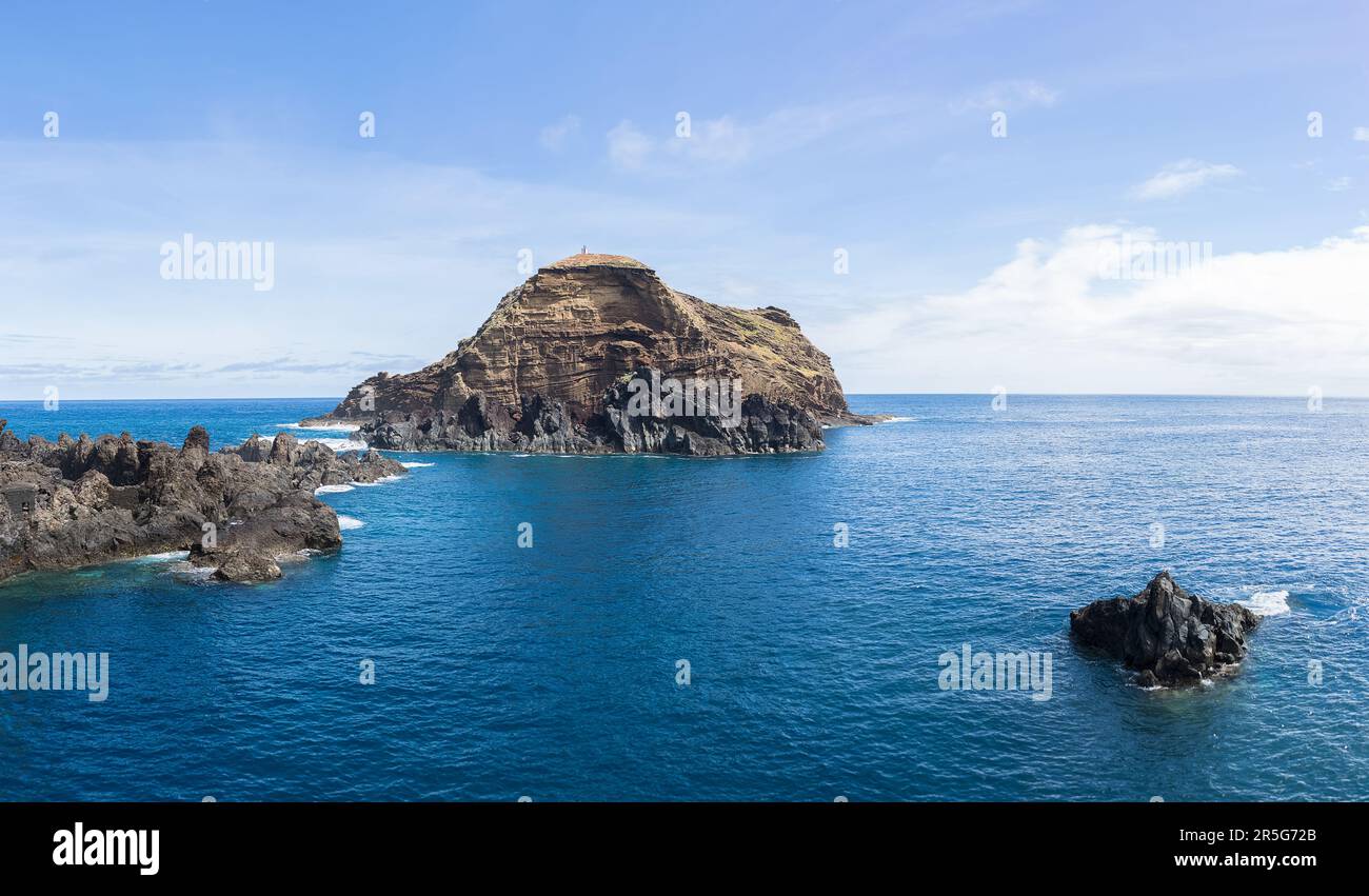 Madeira Island Portugal - 04 19 2023: View at the islet of Mole and ...