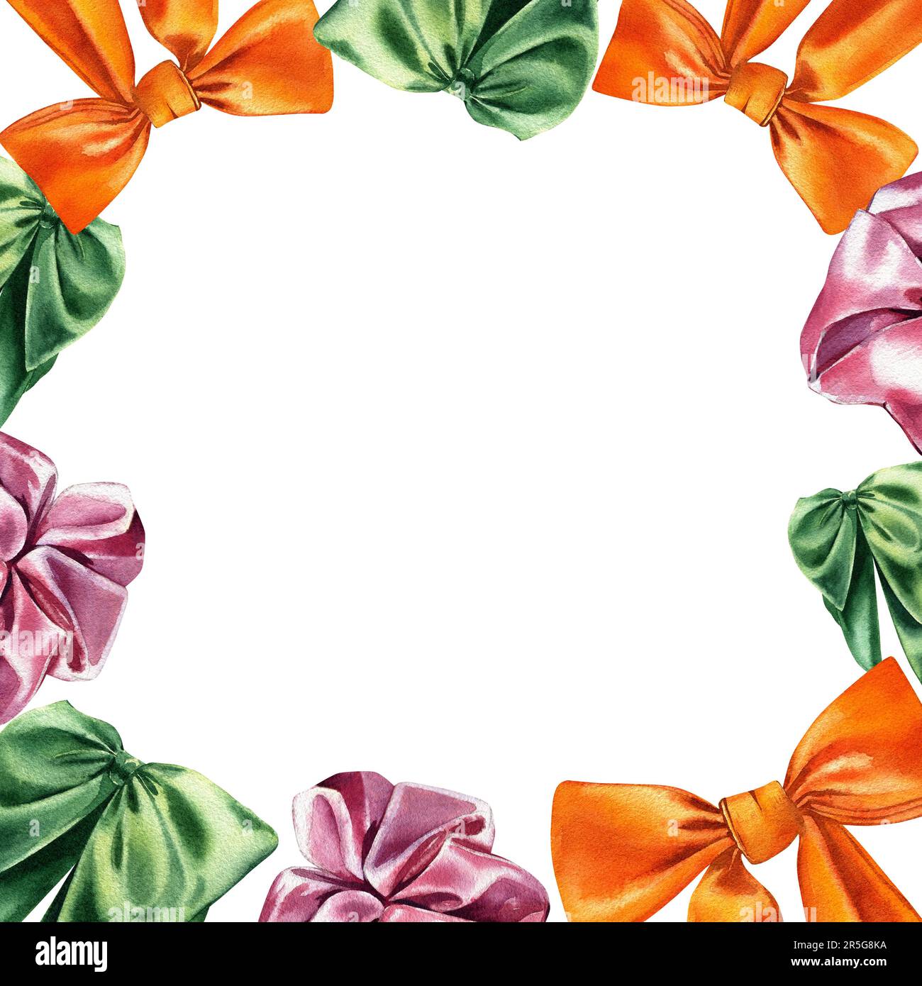 Watercolor bows frame. Isolated illustration on white background ...