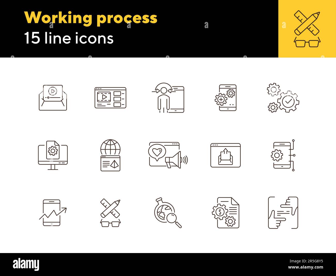 Working process icons Stock Vector Image & Art - Alamy