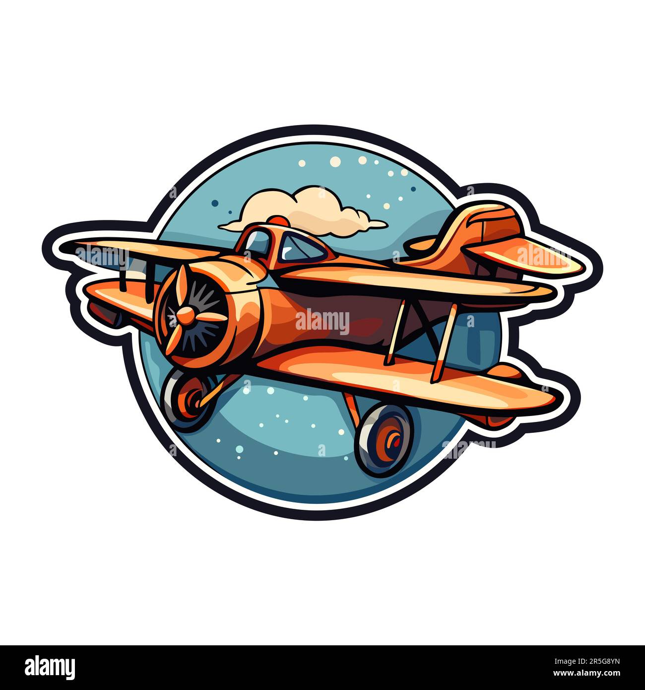 Cartoon airplane sticker. Cute flying plane isolated. Vector ...