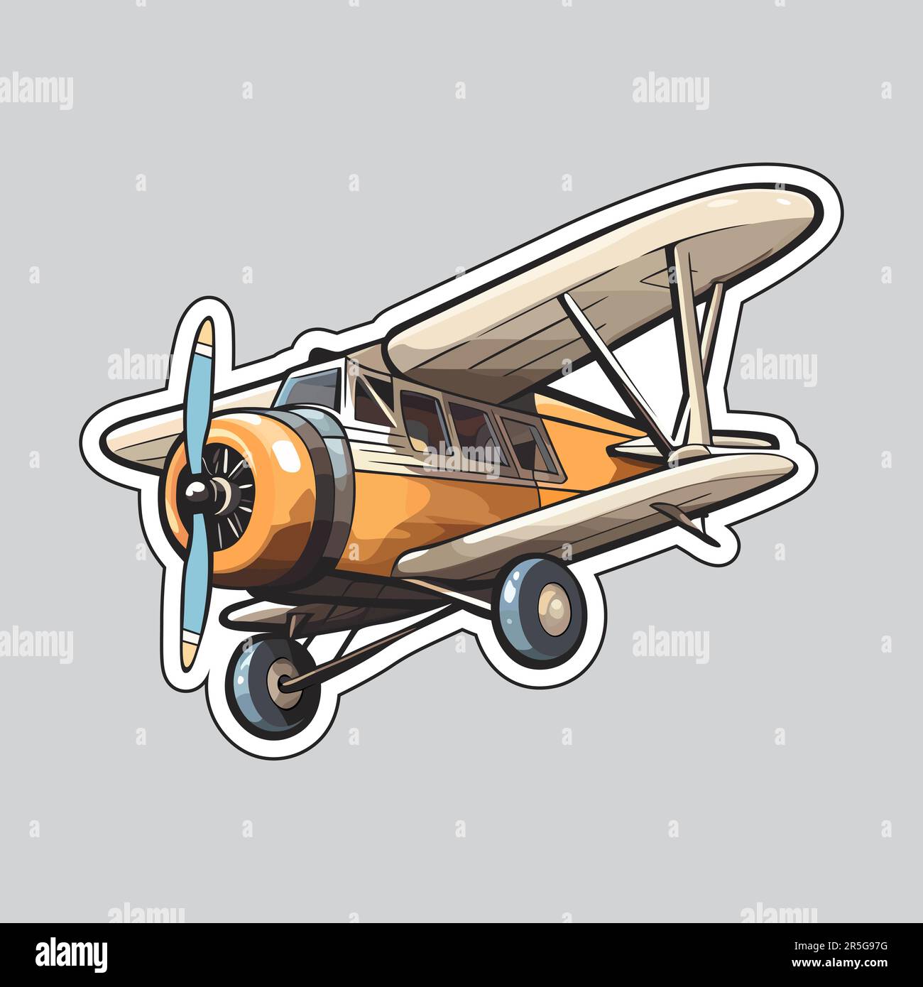 Cartoon airplane sticker. Cute flying plane isolated. Vector ...