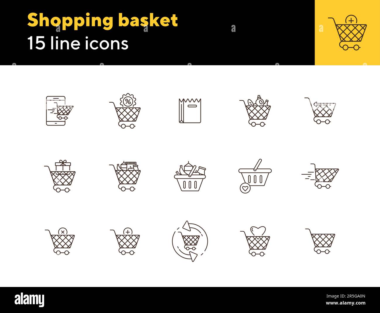 Shopping basket line icon set Stock Vector Image & Art - Alamy