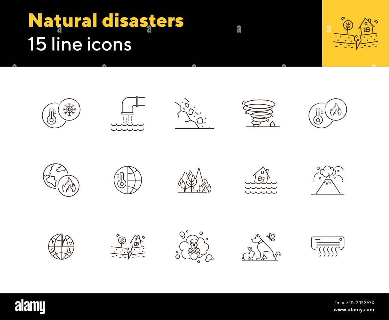 Natural disasters icons Stock Vector Image & Art - Alamy
