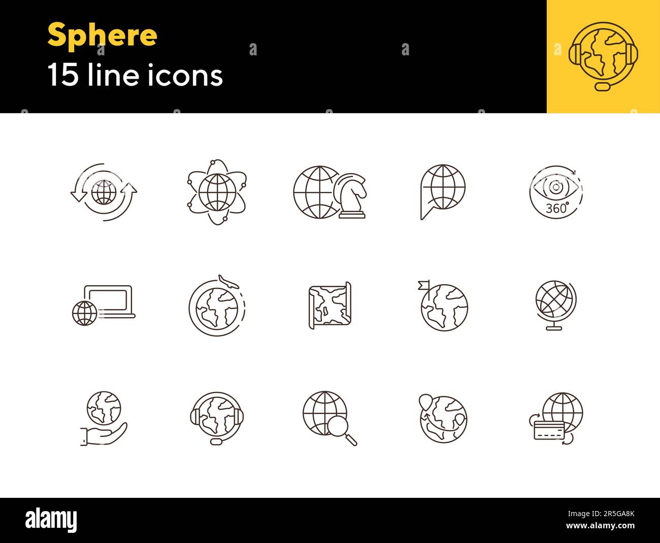 Sphere line icon set Stock Vector Image & Art - Alamy