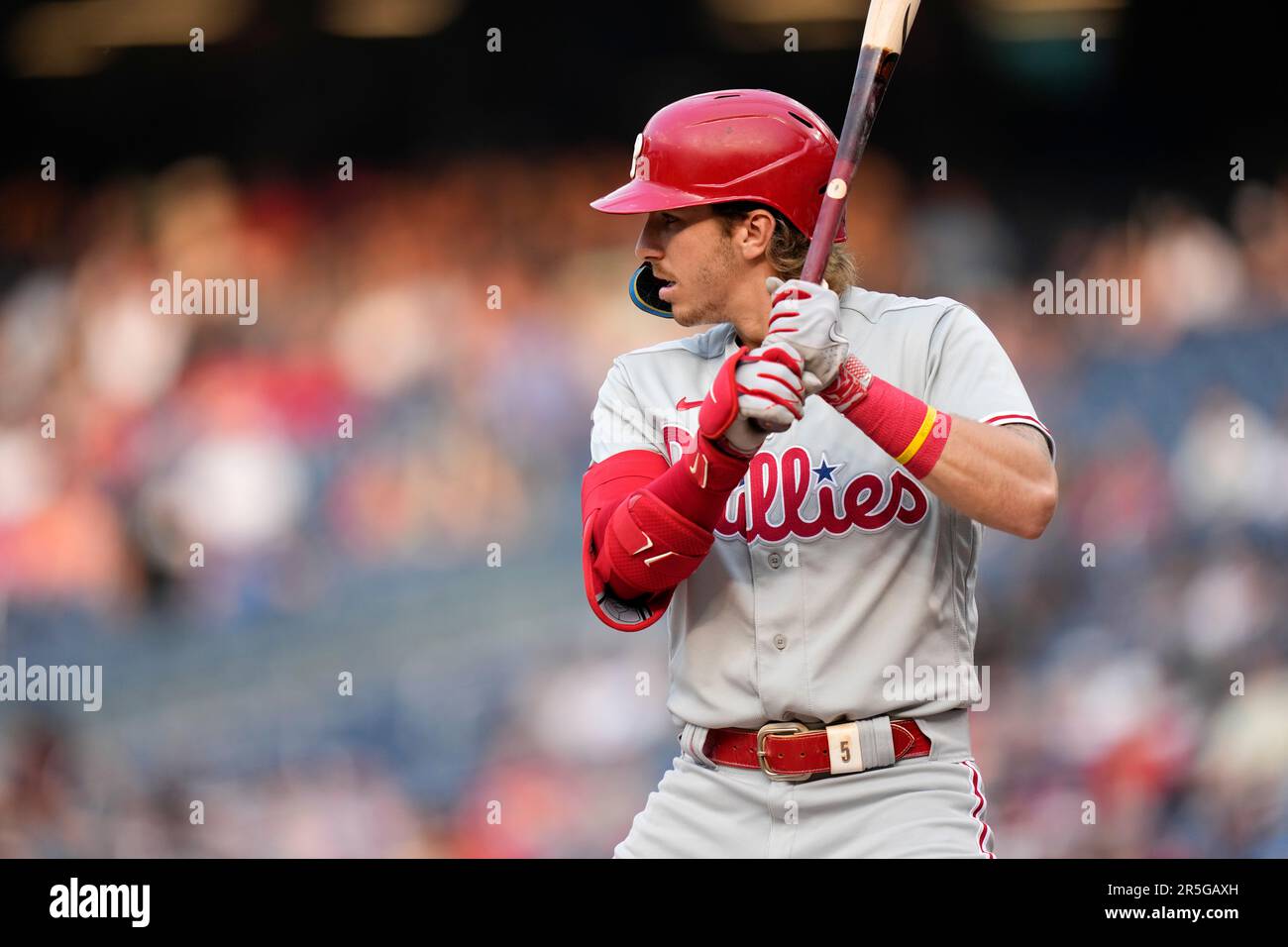 Philadelphia Phillies' Bryson Stott stands in the batter's box during a ...