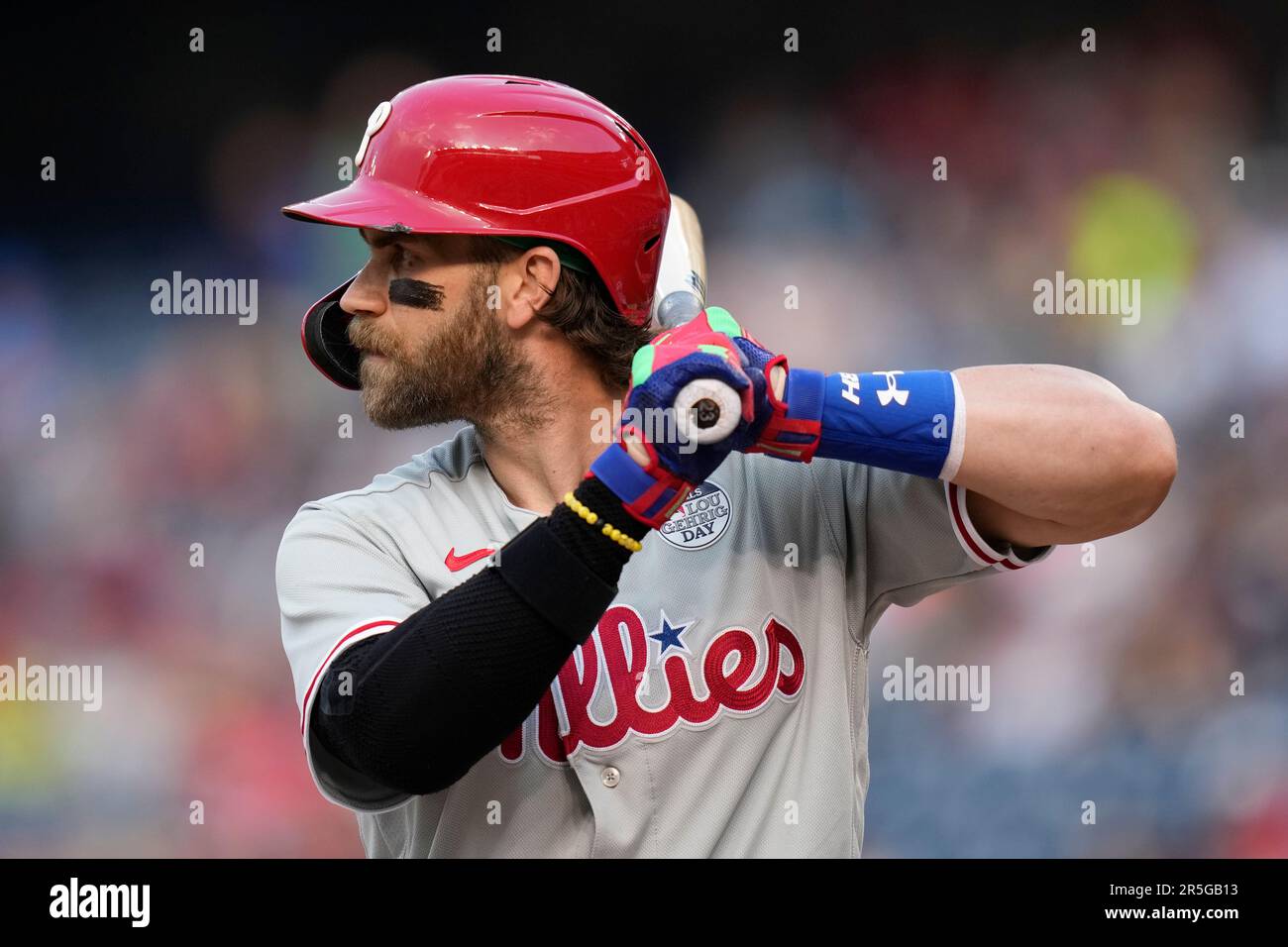 Philadelphia Phillies' Bryce Harper stands in the batter's box during ...