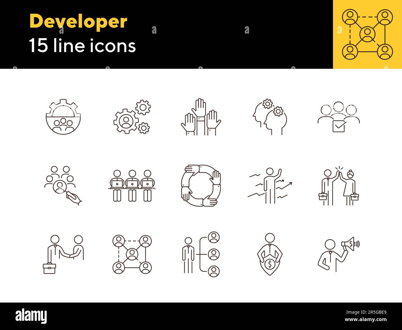 Developer line icon set Stock Vector Image & Art - Alamy