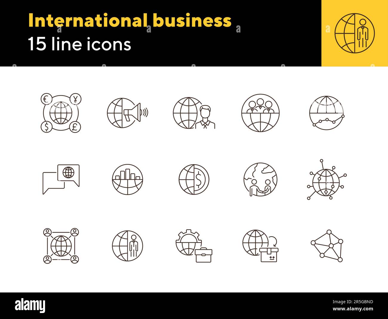 International business line icon set Stock Vector Image & Art - Alamy