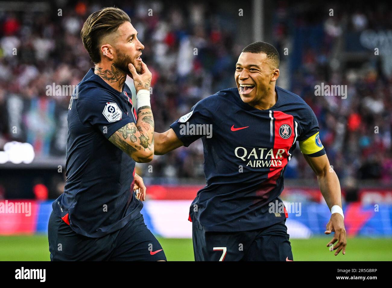 Paris, France, France. 3rd June, 2023. Sergio RAMOS of PSG celebrate ...