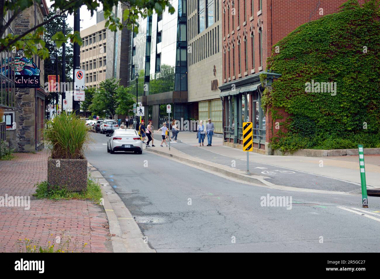 Lower Water Street in downtown Halifax, showing the segregated bike ...