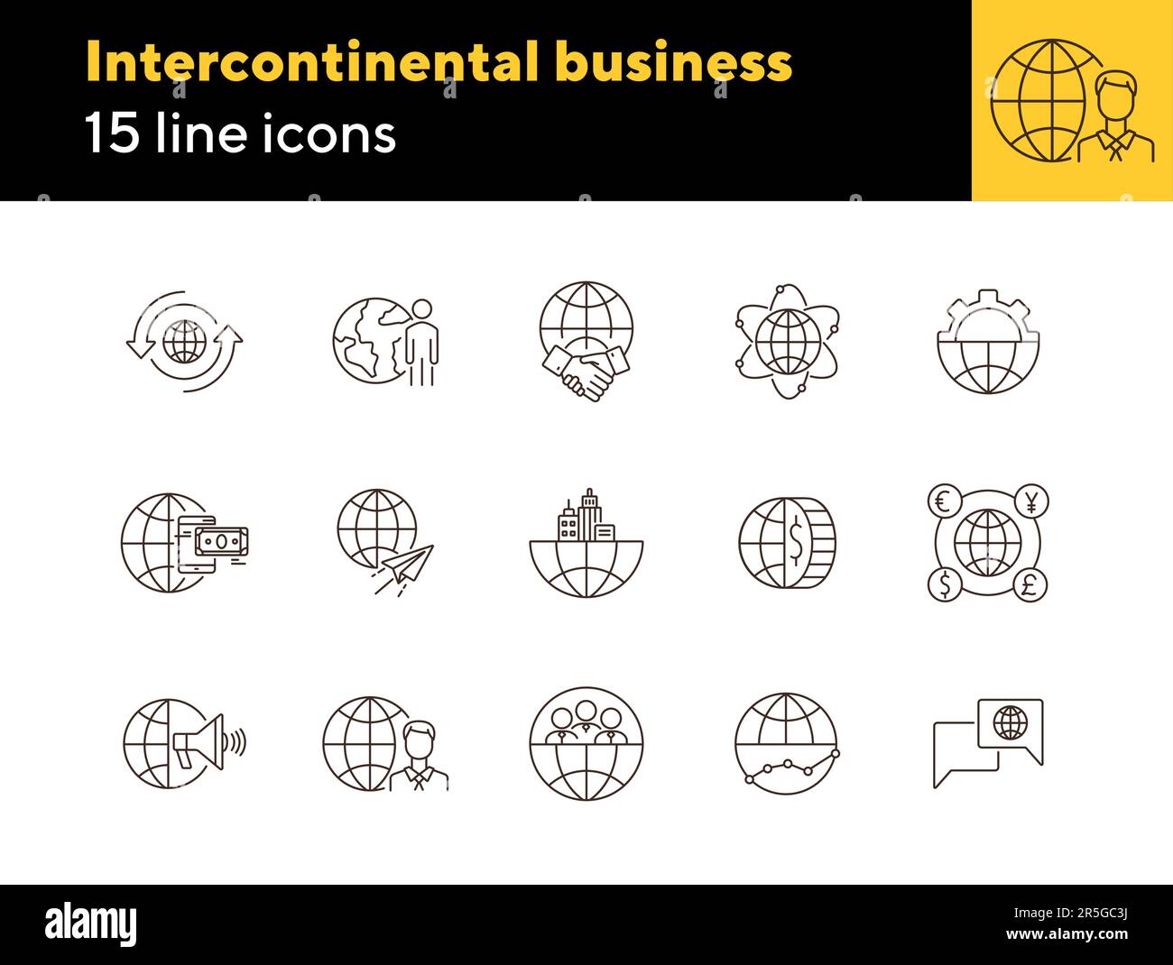 Intercontinental business line icon set Stock Vector Image & Art - Alamy
