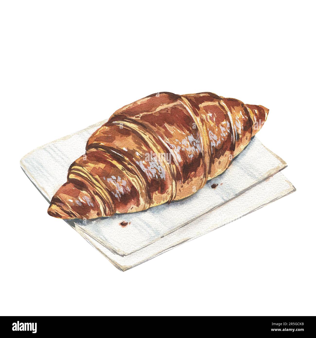 Fresh croissant on white textile napkin isolated on white background ...