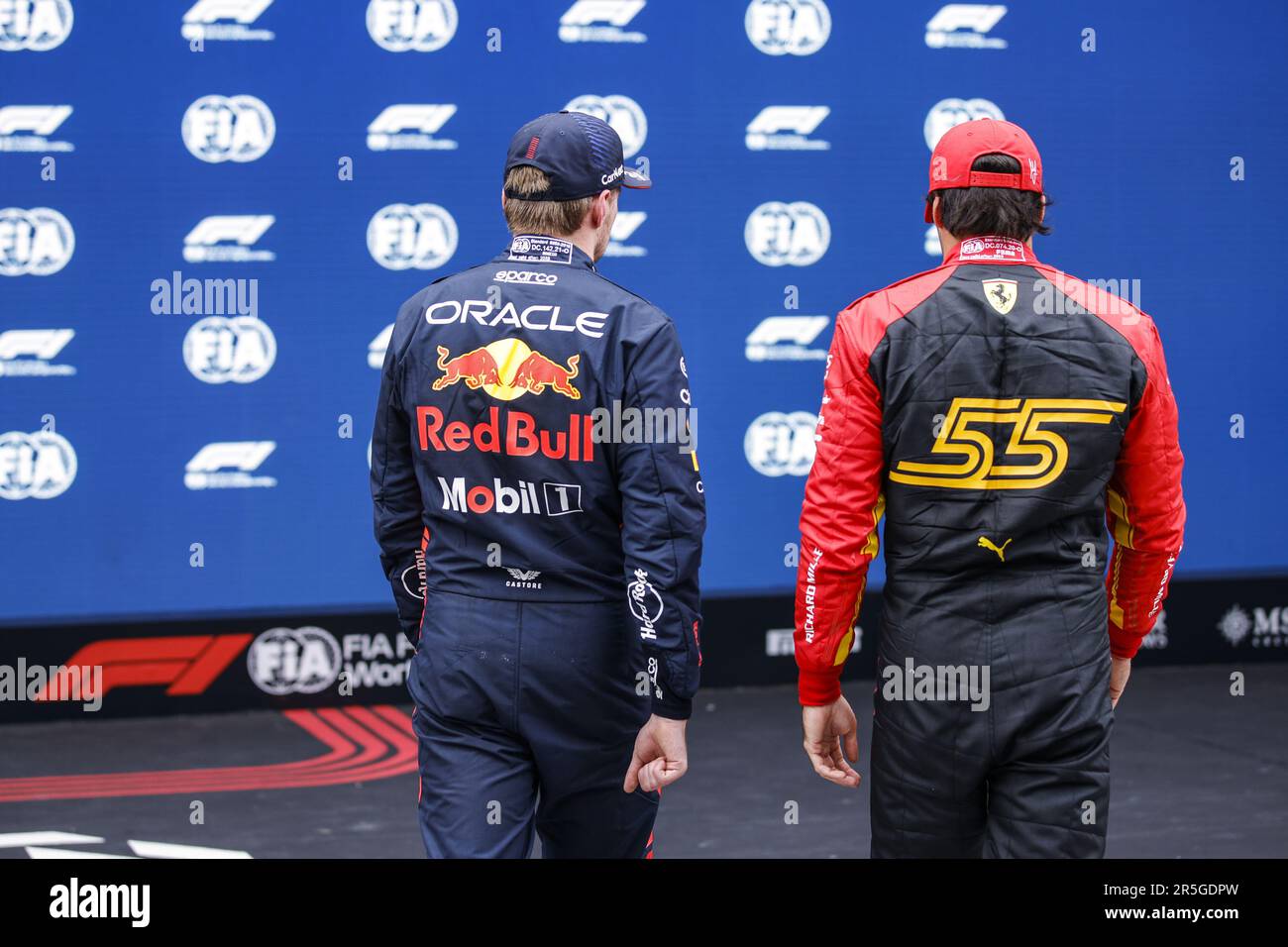 VERSTAPPEN Max (ned), Red Bull Racing RB19, portrait SAINZ Carlos (spa), Scuderia Ferrari SF-23 ...