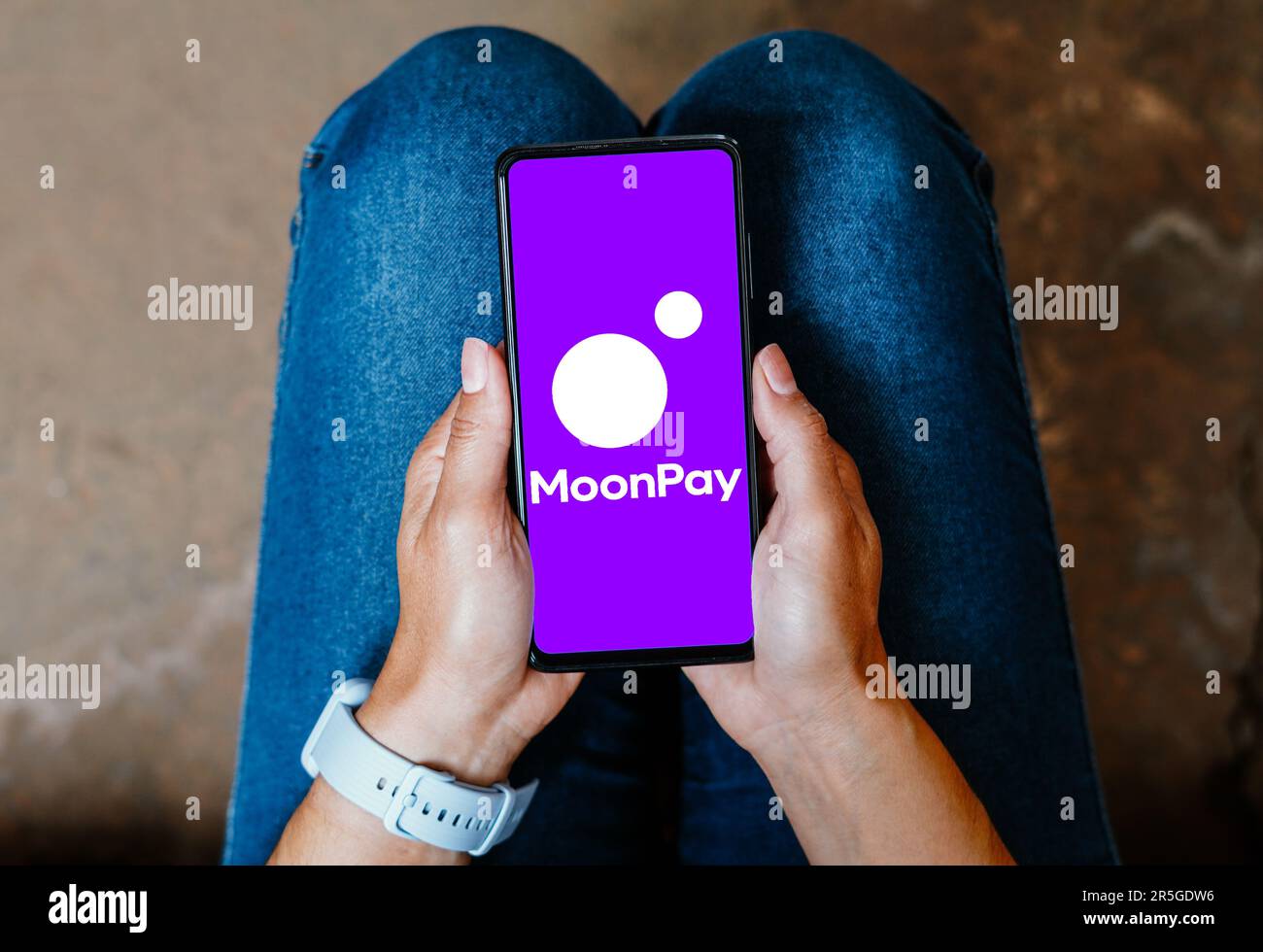 In this photo illustration, the MoonPay logo is displayed on a smartphone screen Stock Photo - Alamy